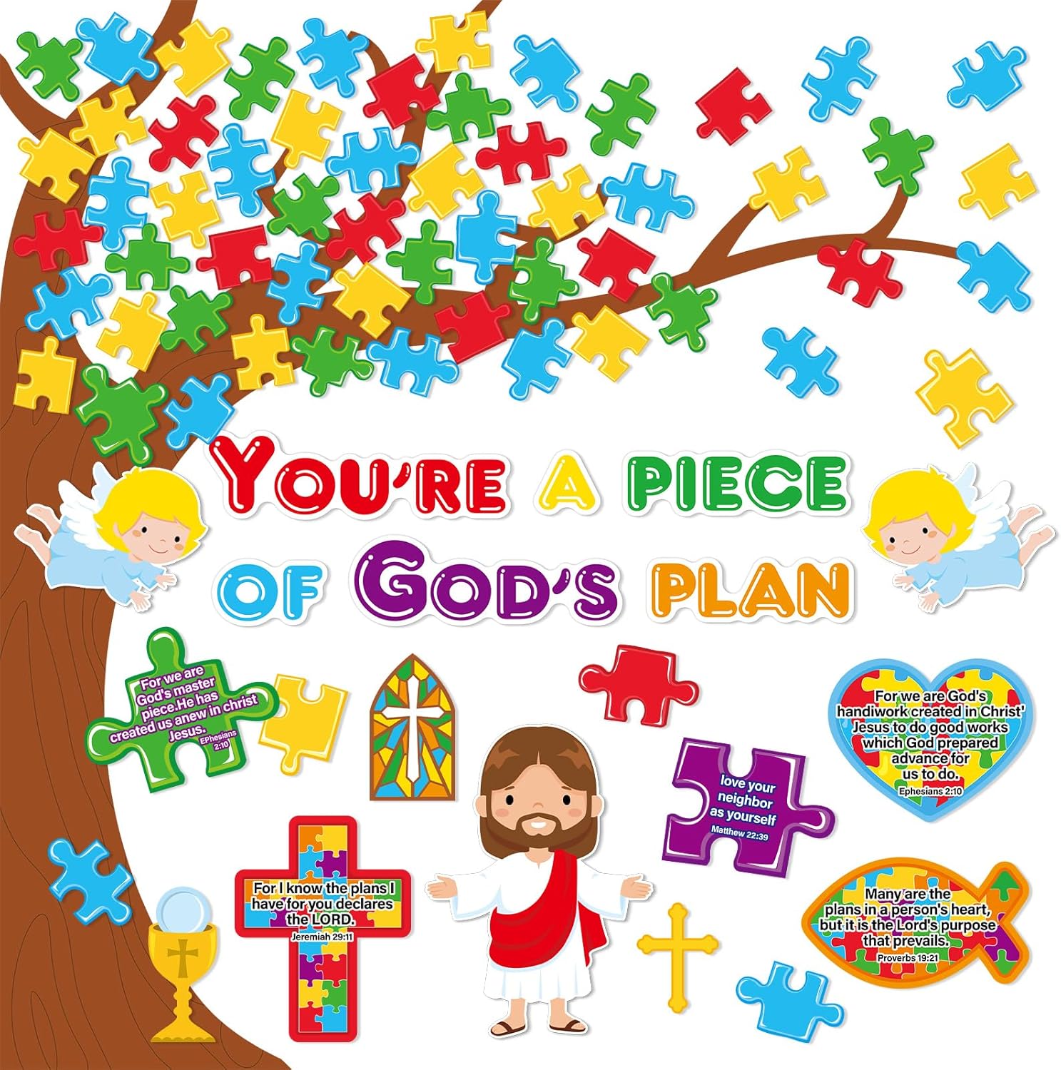 Amazon.com : gisgfim Sunday School Classroom Bulletin Board Decorations ...