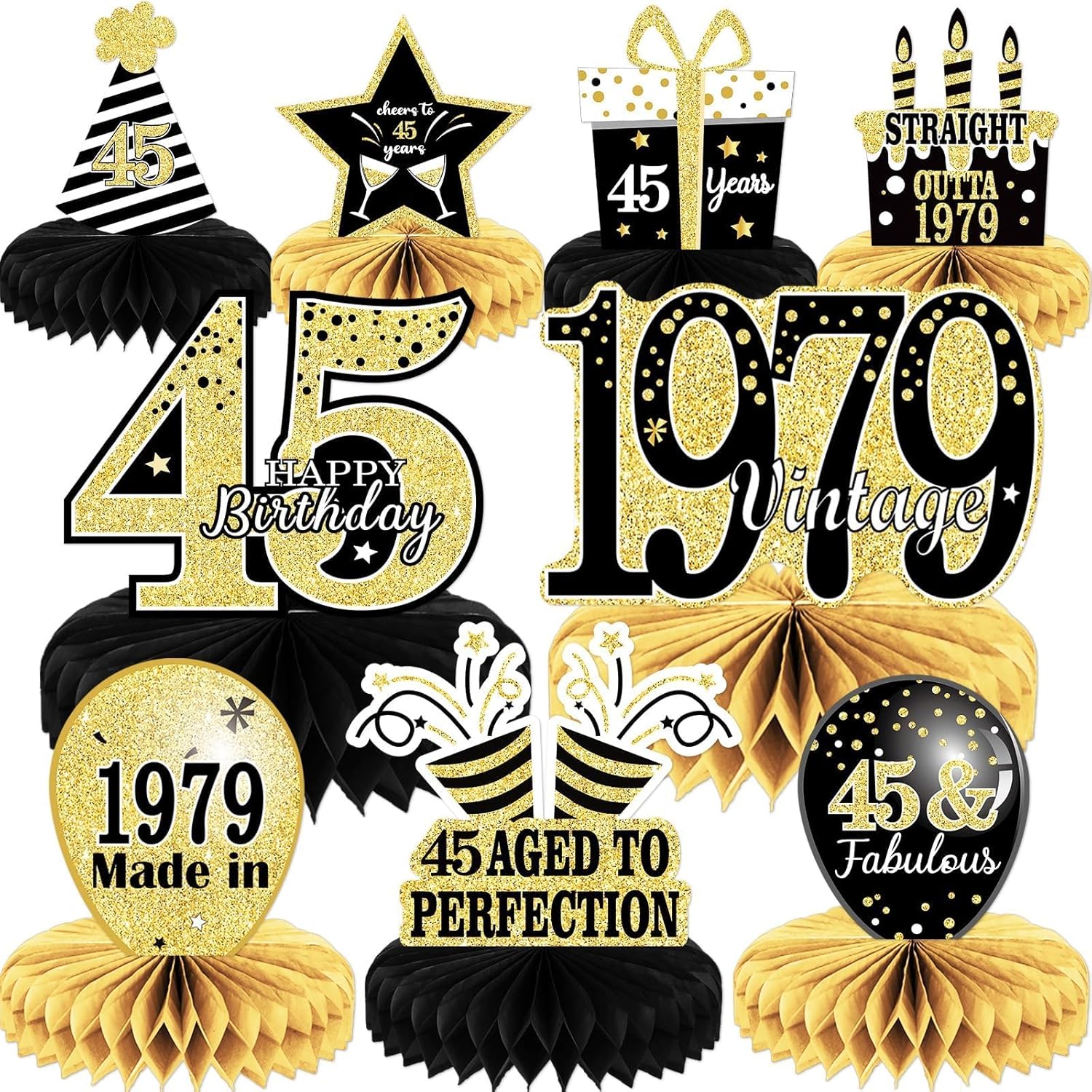Amazon.com: 9PCS 45th Birthday decorations 45th birthday Centerpieces ...
