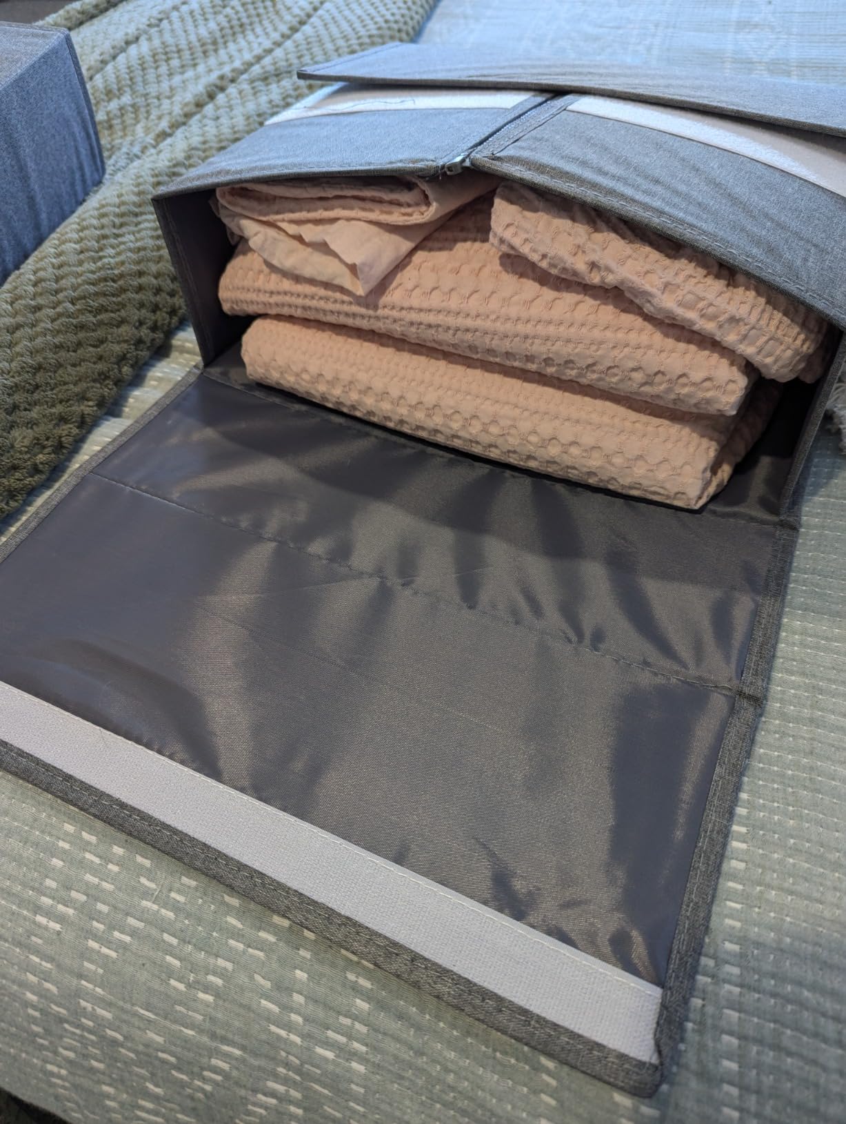 Bed Sheet Organiser - 4 Pack Linen Storage, Collapsible Sheet Storage ...