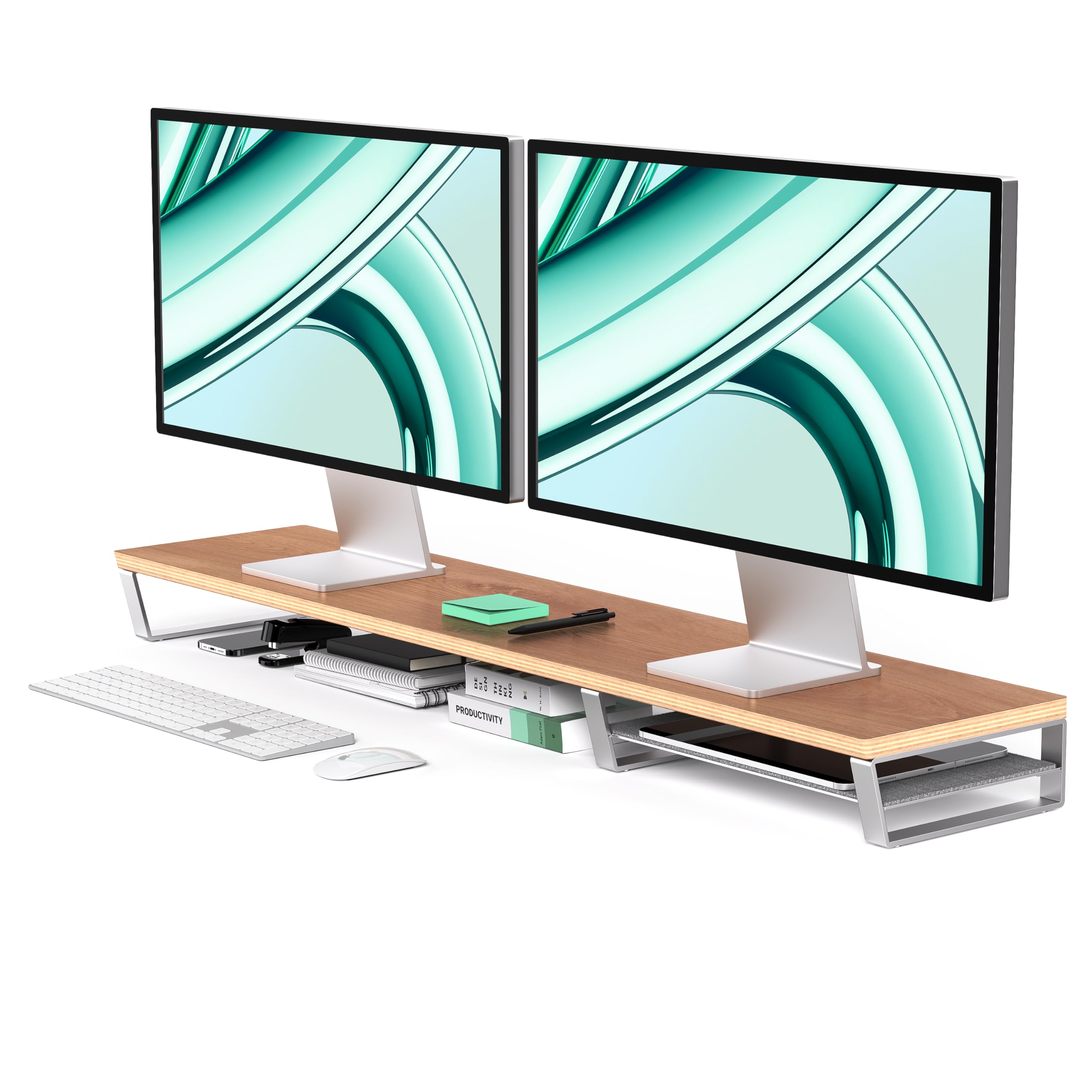 HumanCentric Wood Monitor Stand Riser Desk Shelf, Premium Black Walnut ...