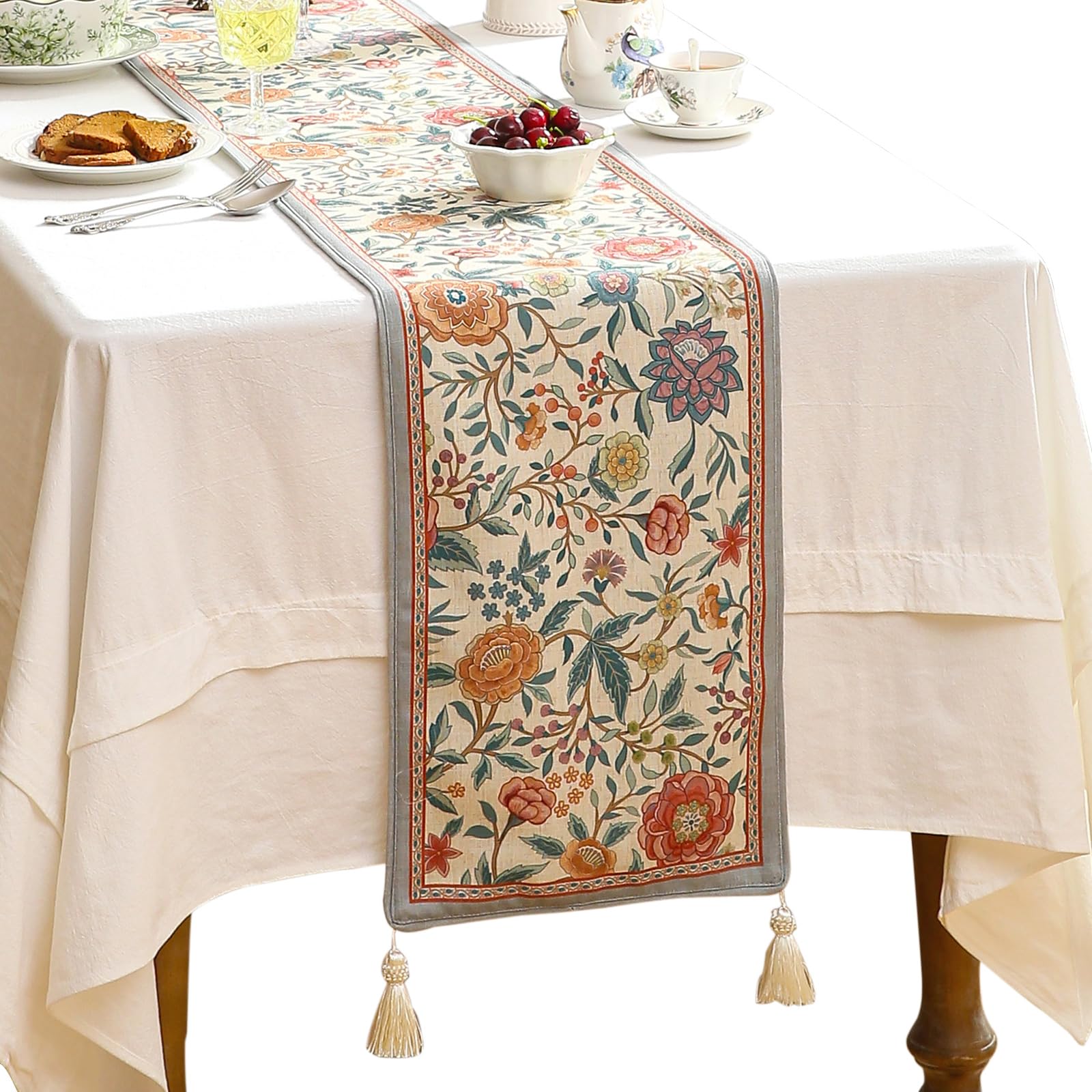 Amazon.com: bilin gaier Floral Cloth Small Runner for Table,Decorative ...