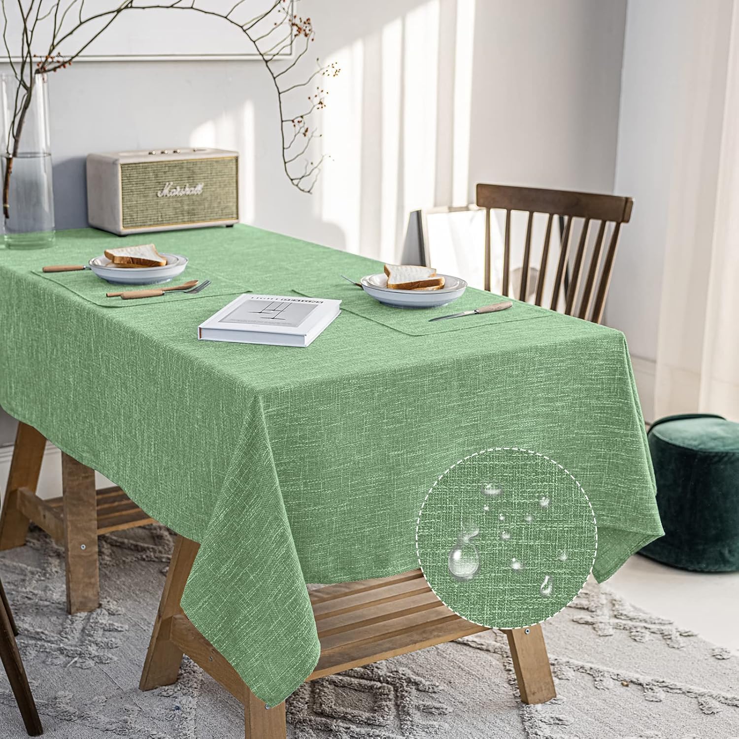 Waterproof Cotton Linen Thick Tablecloths Rectangle Dining Table Cloth ...