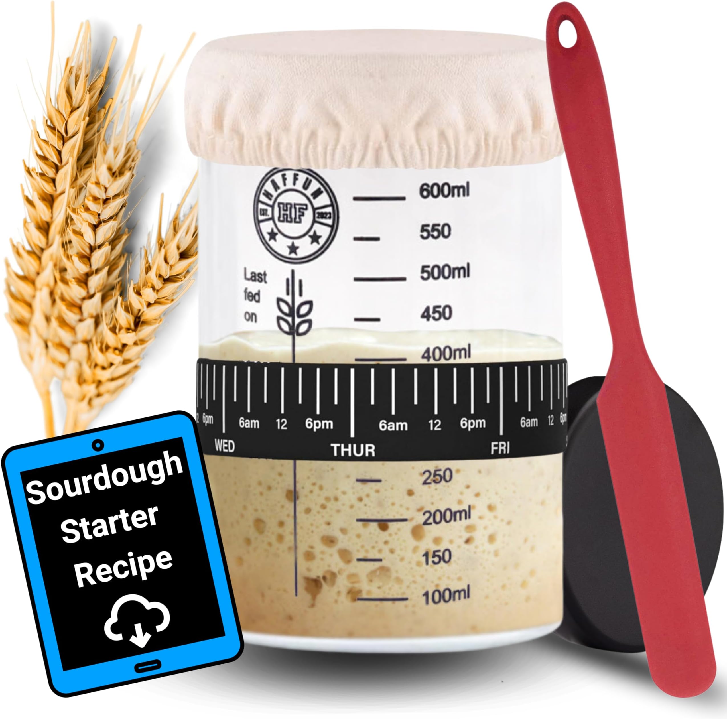 Amazon.com: Quald Sourdough Starter Jar Kit, 35 Oz Sourdough Starter ...