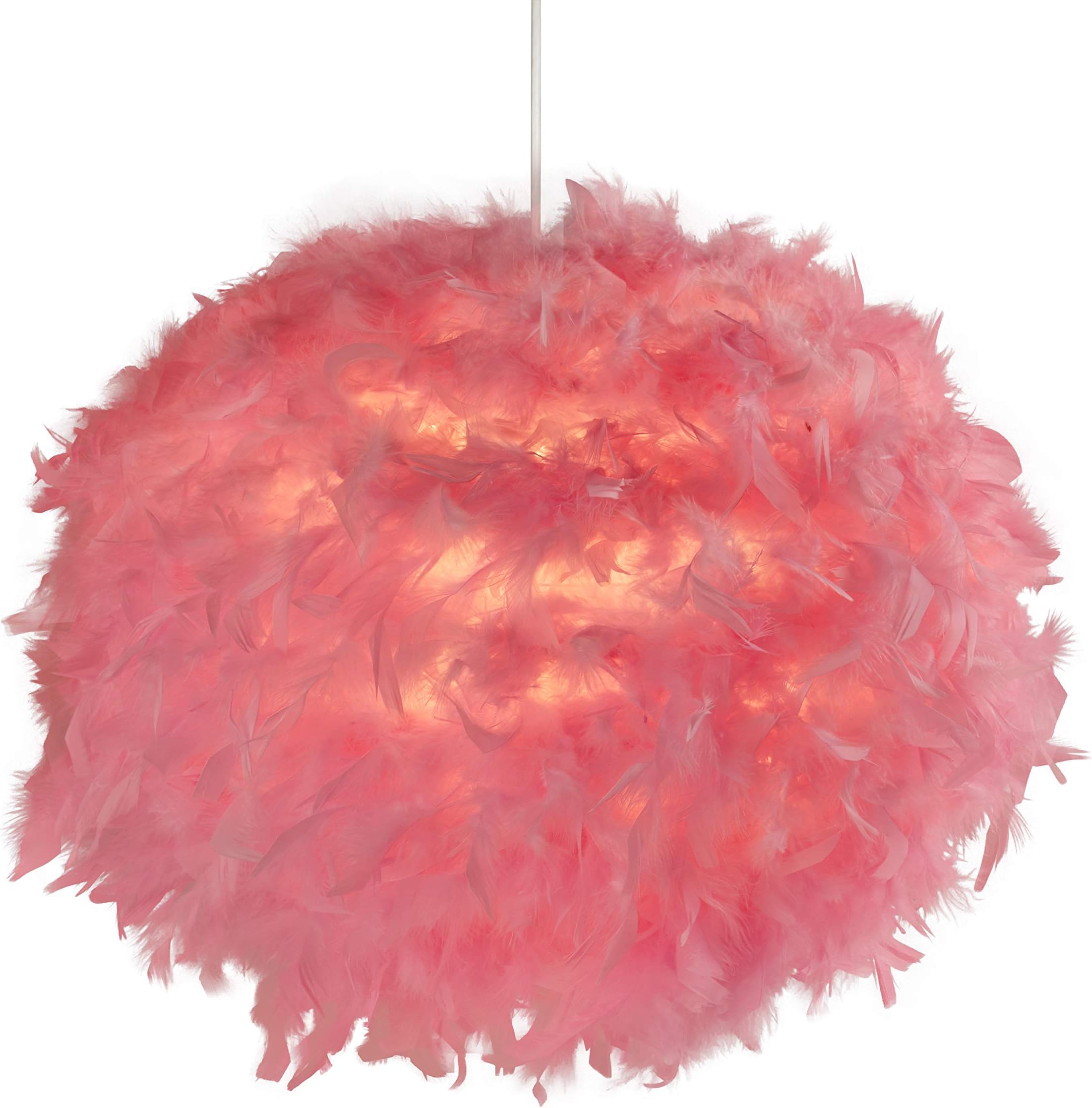 Lighting Collection Round Feather Ball Easy Fit Pendant Shade, 50 cm ...