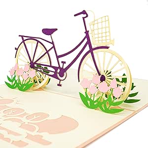 Pop-up 3D bloemen fietskaart, felicitatiekaart, vriendschapskaart ...