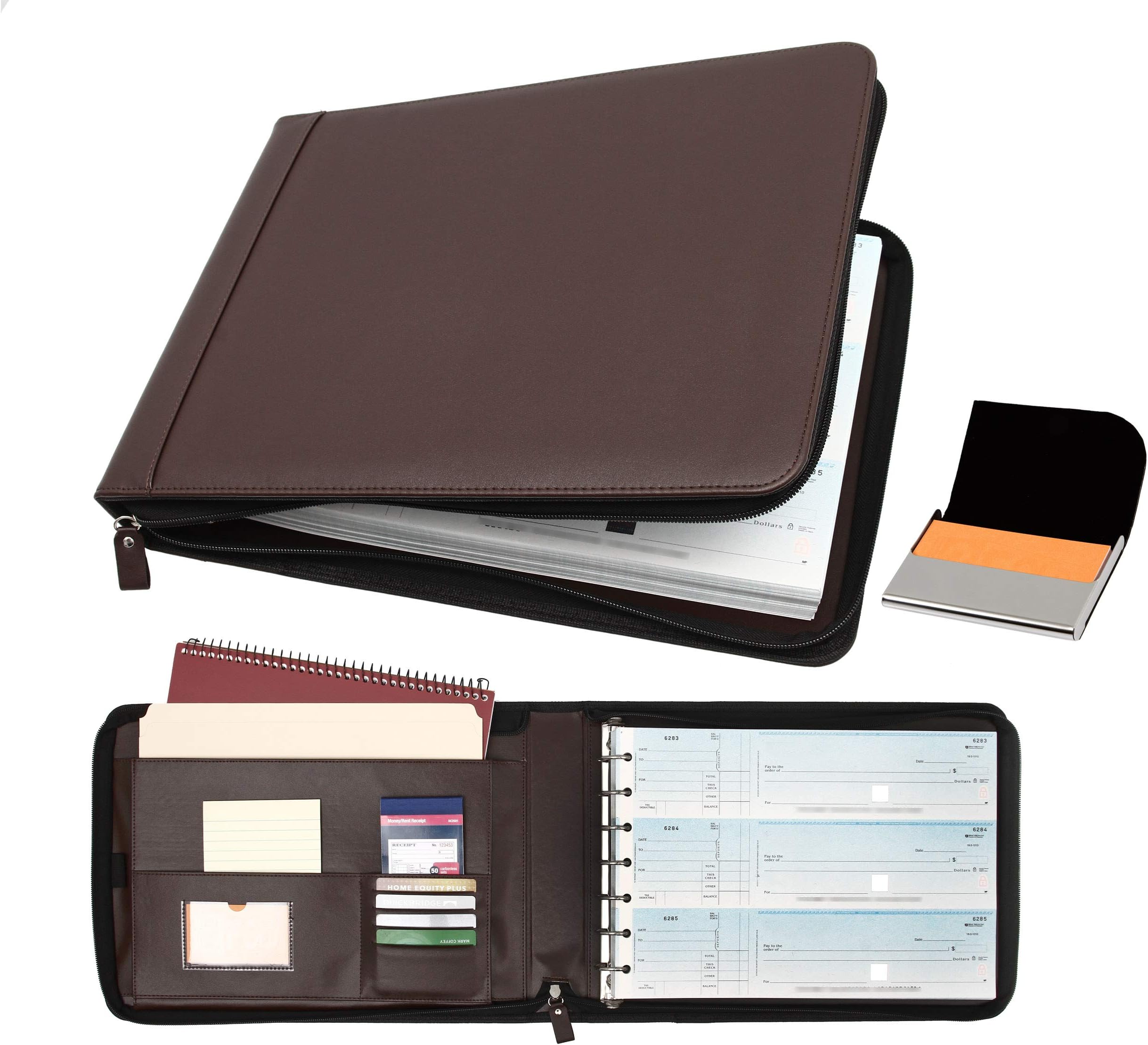 Amazon.com : 2Fold Zippered Business Checkbook Binder - 7 Ring Binder ...