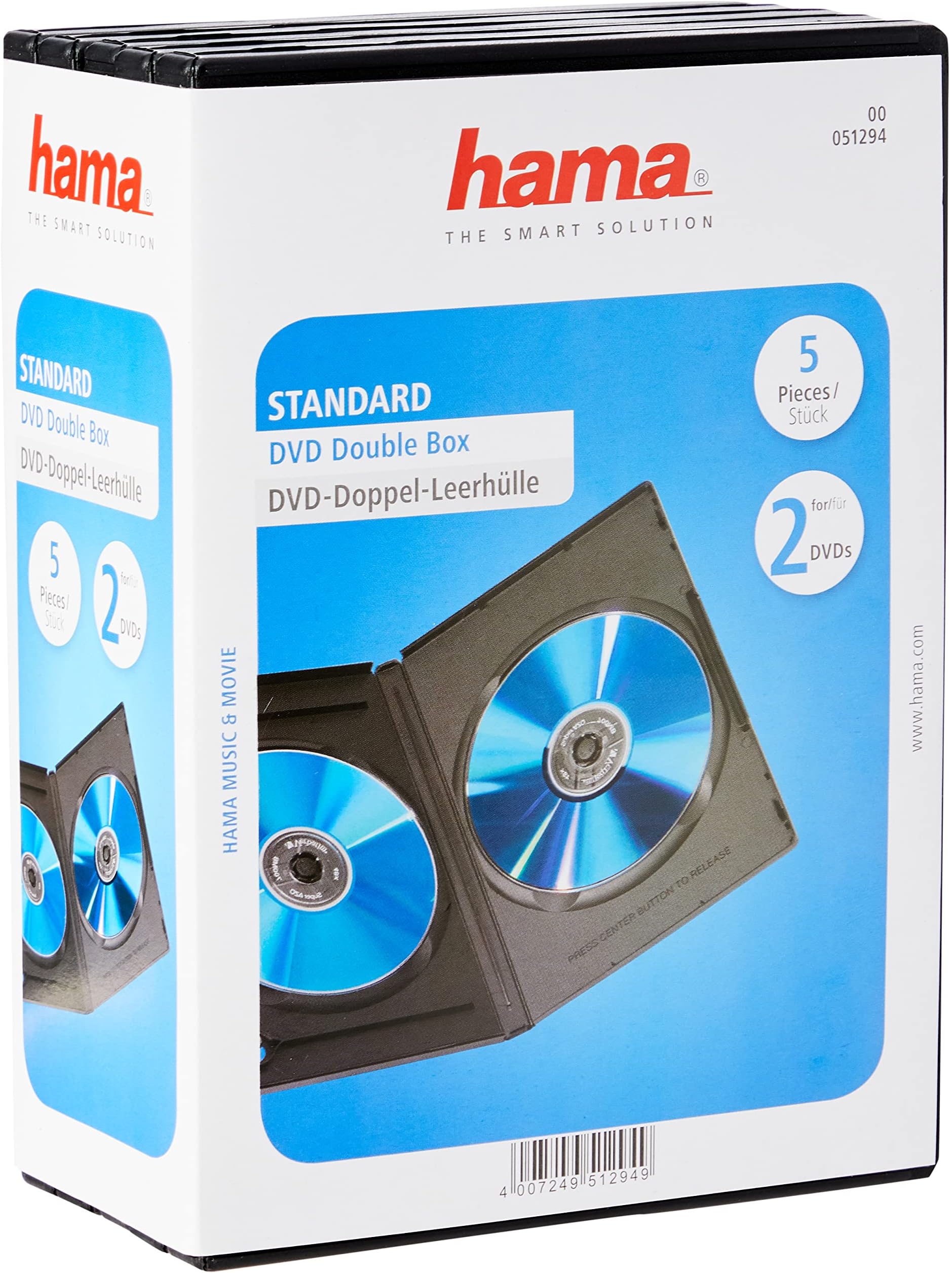 Hama Slim Double DVD/CD Cases | Pack of 10 | Space Saving | Black ...