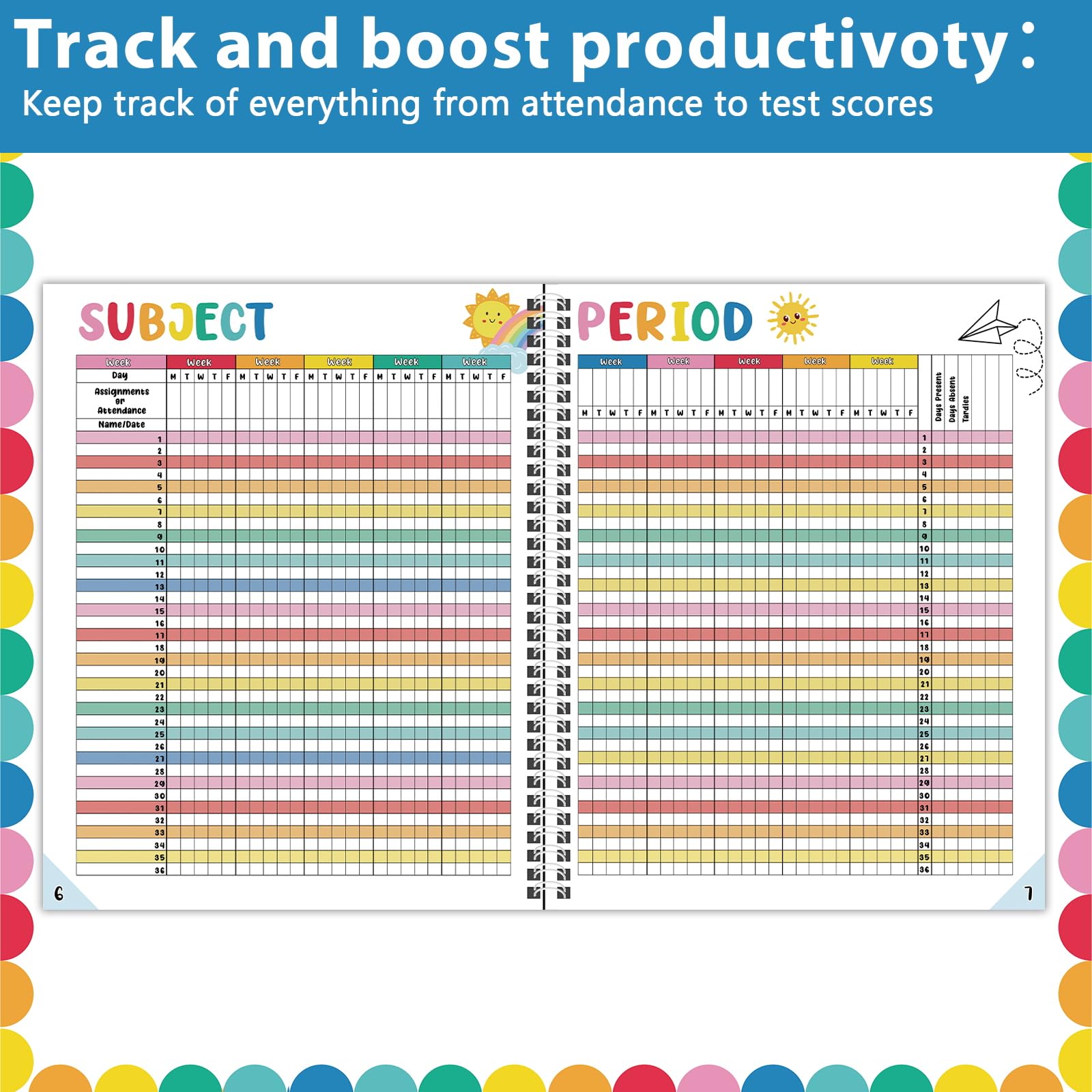 Snapklik.com : Rainbow Record Book Color Teacher Record Book Rainbow ...