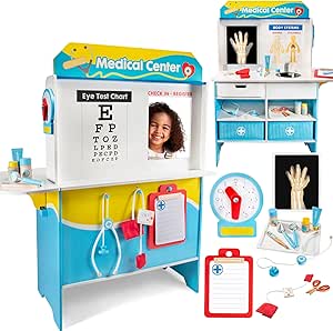 Amazon.com: Get Well Doctor Wooden Activity Center- Kids Pretend Play ...