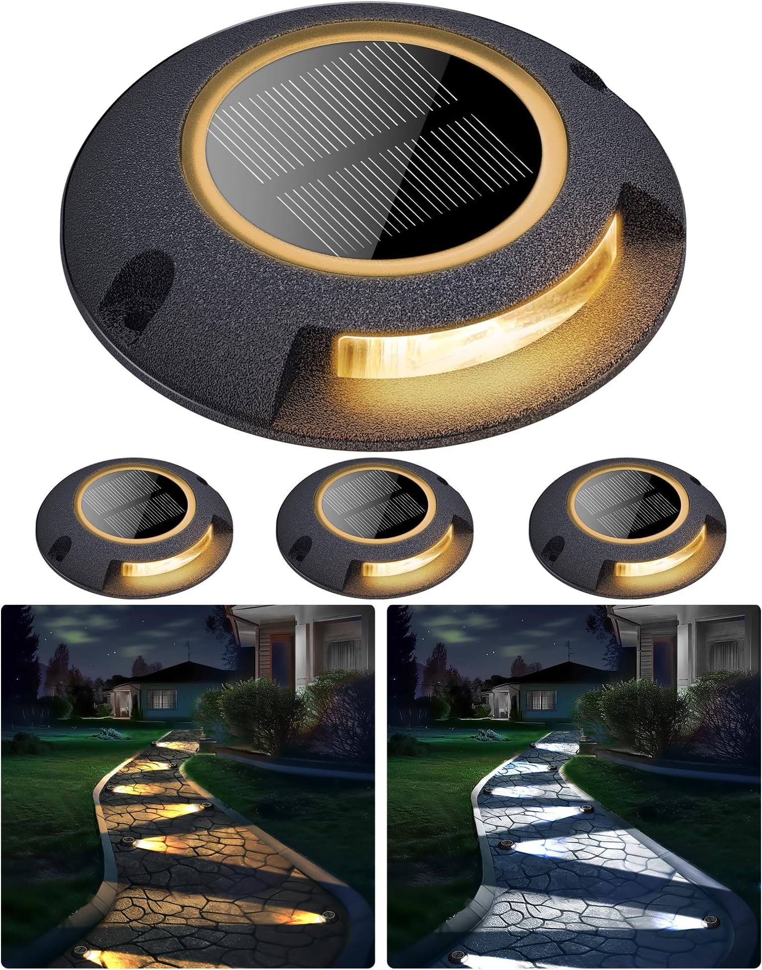 SIROAD Solar Driveway Deck Light, IP68 Waterproof Outdoor Reflectors ...
