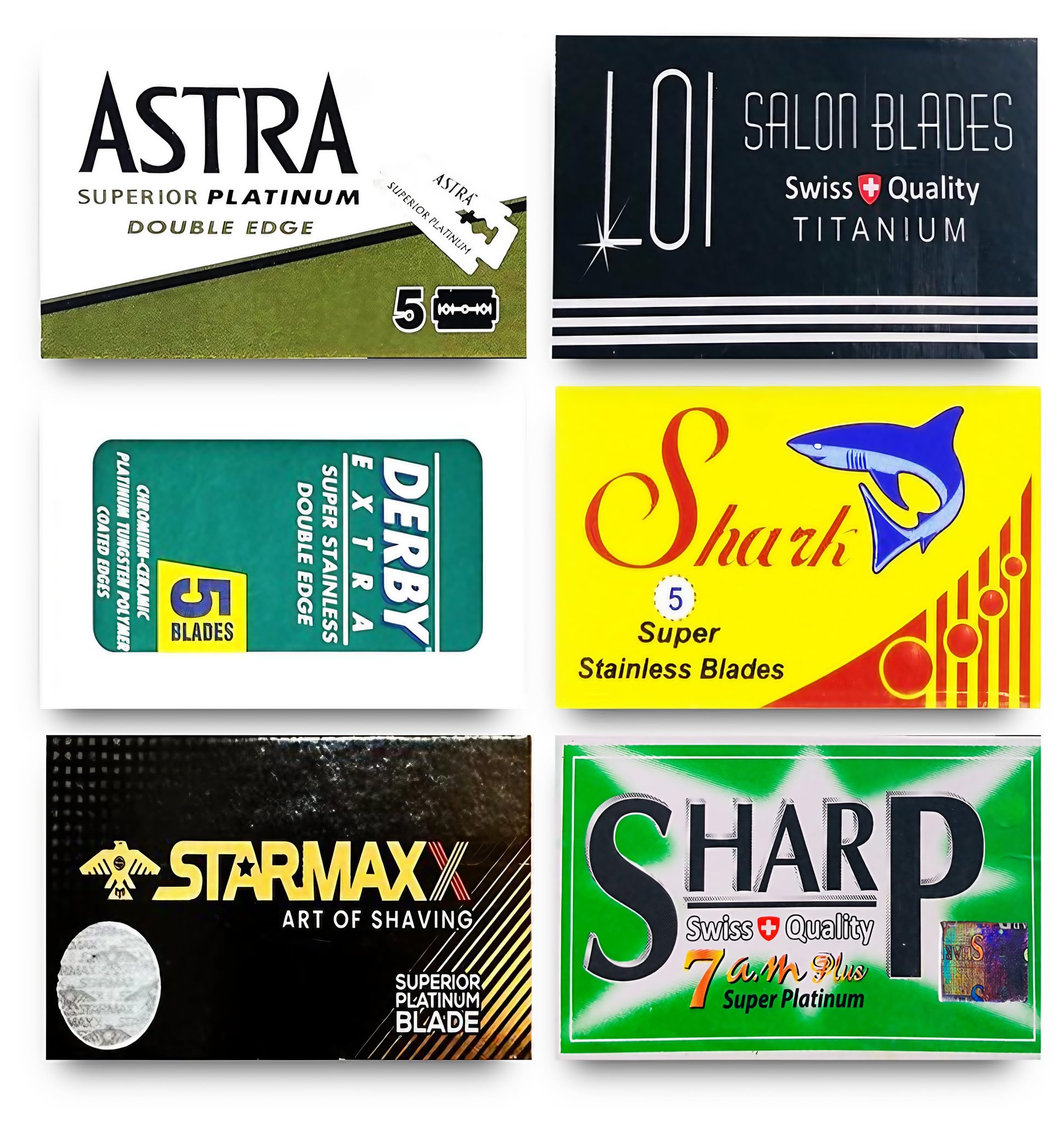 Amazon.com: Razor Blades Club - Astra-Derby-Shark-Loi-Starmax-Sharp ...