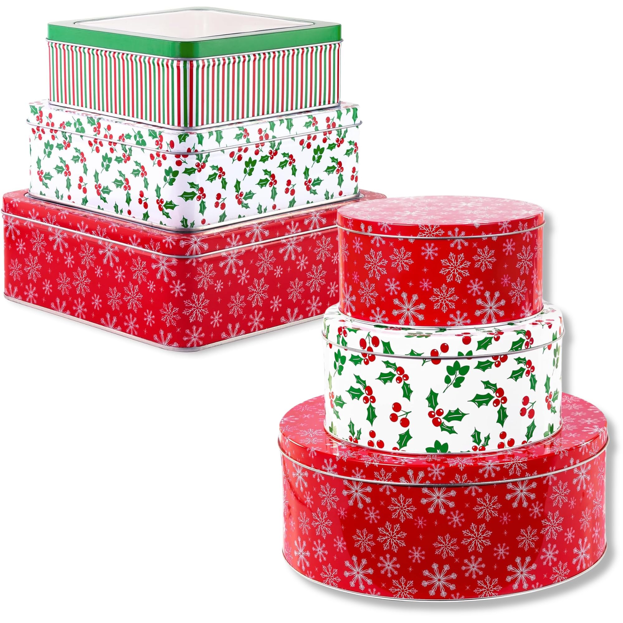 Amazon.com - STEEL MILL AND CO. Square Holiday Tin Container, 3 Pack ...