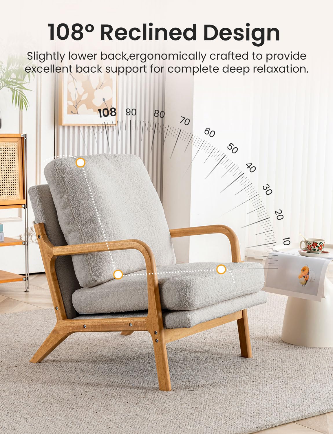 Snapklik.com : New Cozy Sherpa Accent Chairs For Living Room, 23” Wide ...