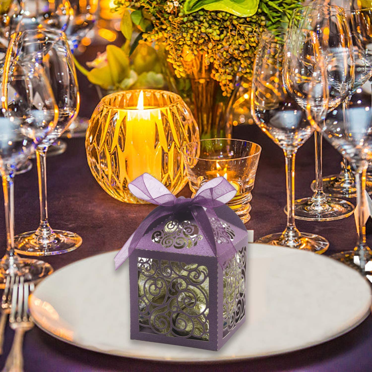Snapklik.com : KPOSIYA 70 Pack Wedding Favor Boxes Laser Cut Boxes ...