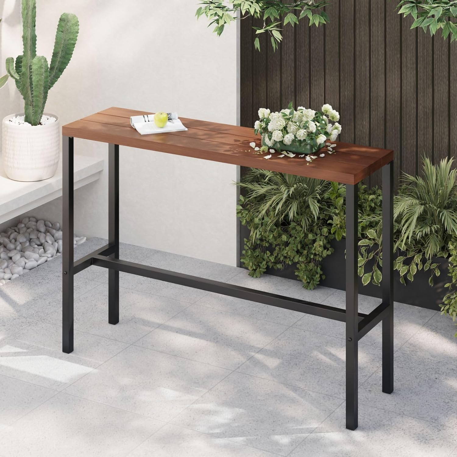 Amazon.com: DIFY 45.3” Outdoor Bar Table, Patio Bar Height Pub Table ...