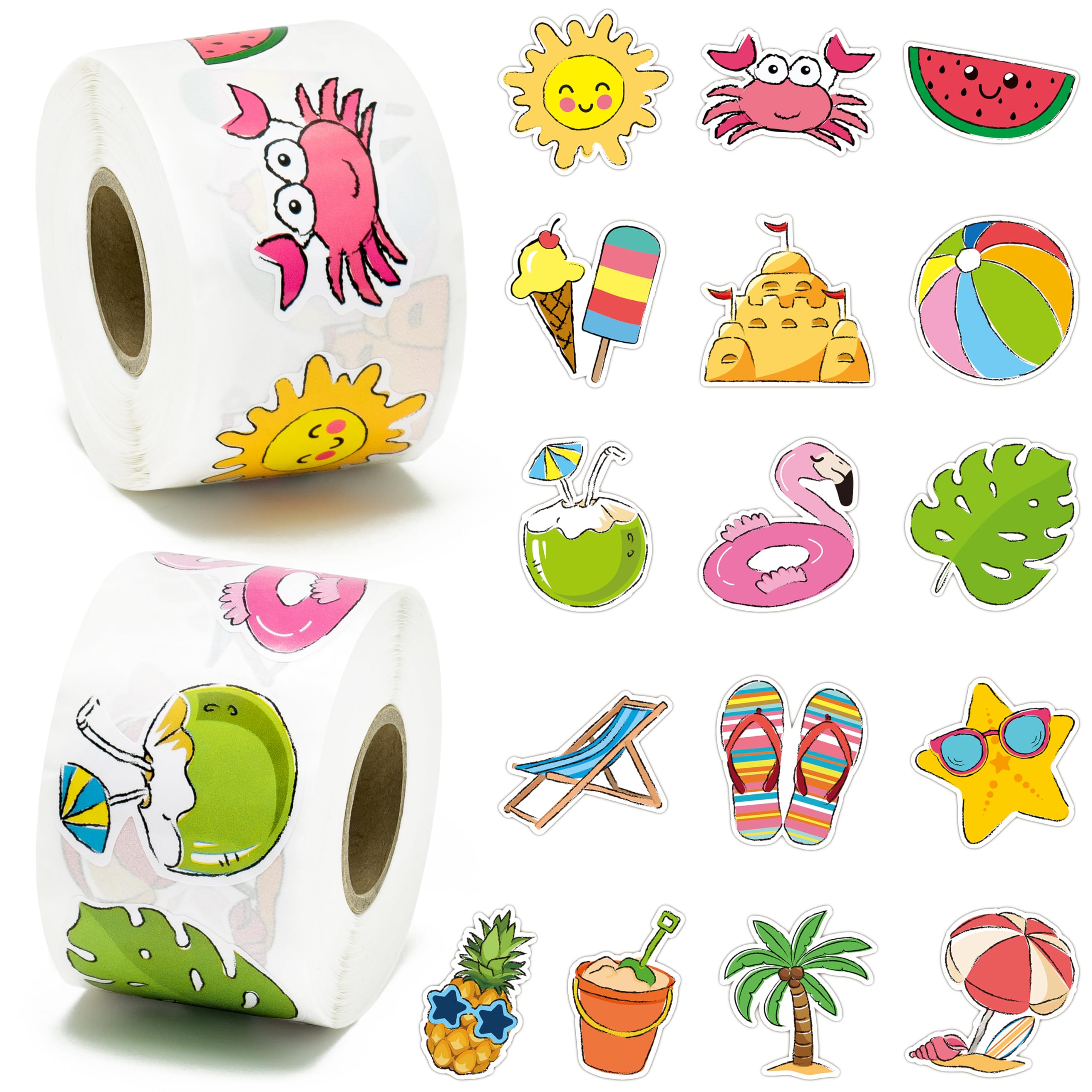 Amazon.com: BeYumi Summer Beach Roll Stickers - 1000Pcs Summer Beach ...
