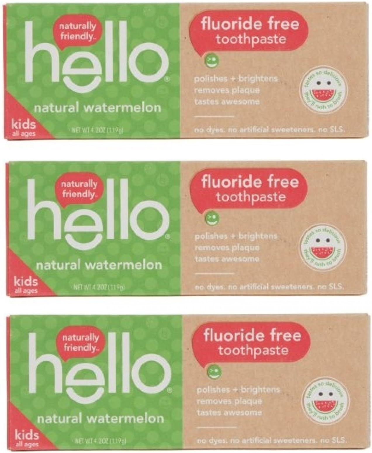 Amazon.com: Hello Fluoride Free Natural Watermelon Toothpaste (Pack of ...