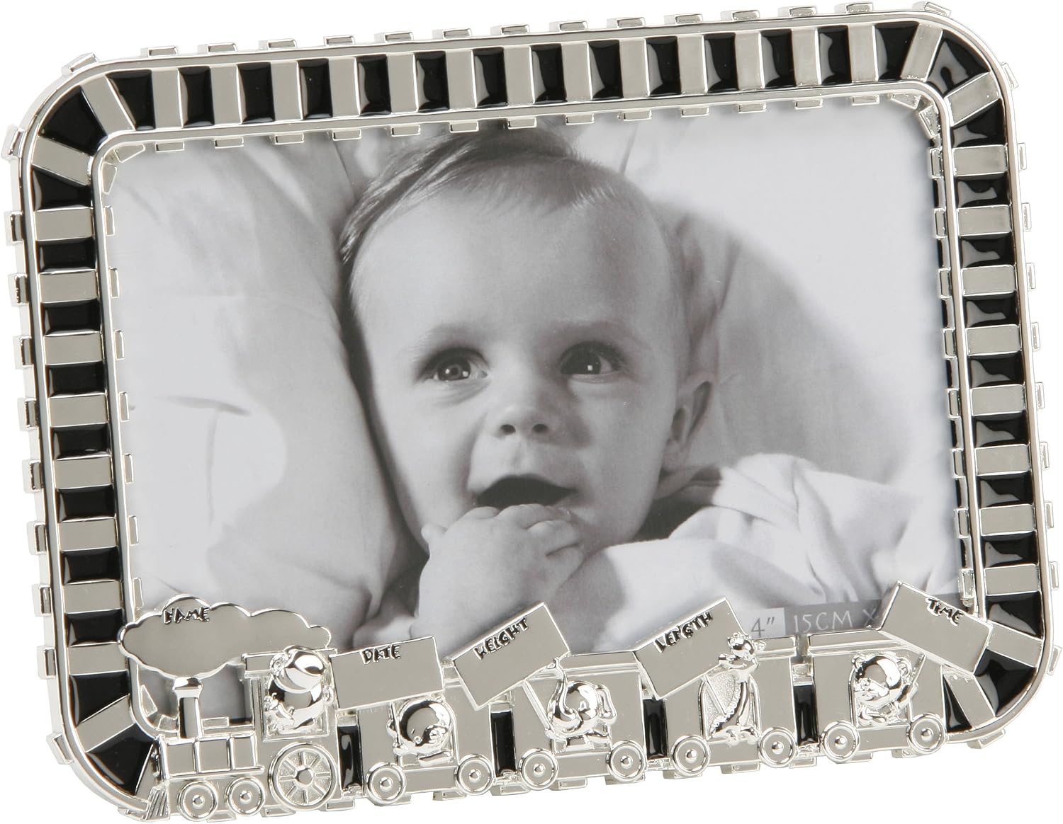 Silver Plated Baby Photo Frame - Train and Track Design : Amazon.co.uk ...