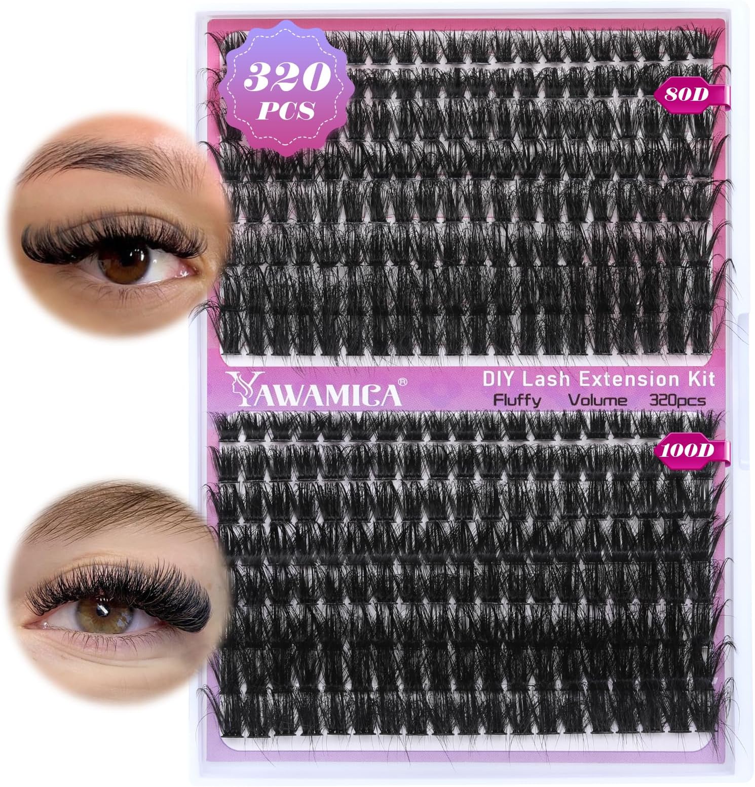 Amazon.com: Yawamica Fluffy Lash Clusters Kit Wispy Eyelash Extension ...