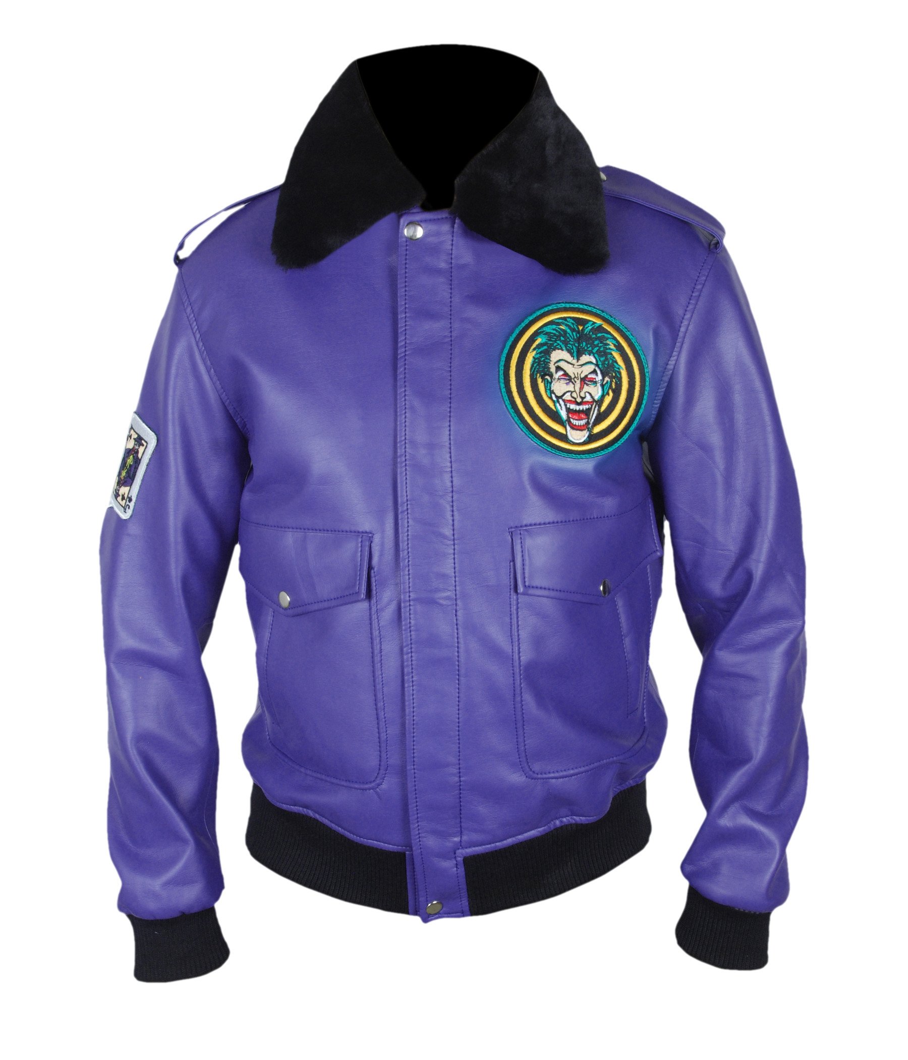 Flesh & Hide F&H Men's Henchman Goon Purple Bomber Faux Fur Collar ...