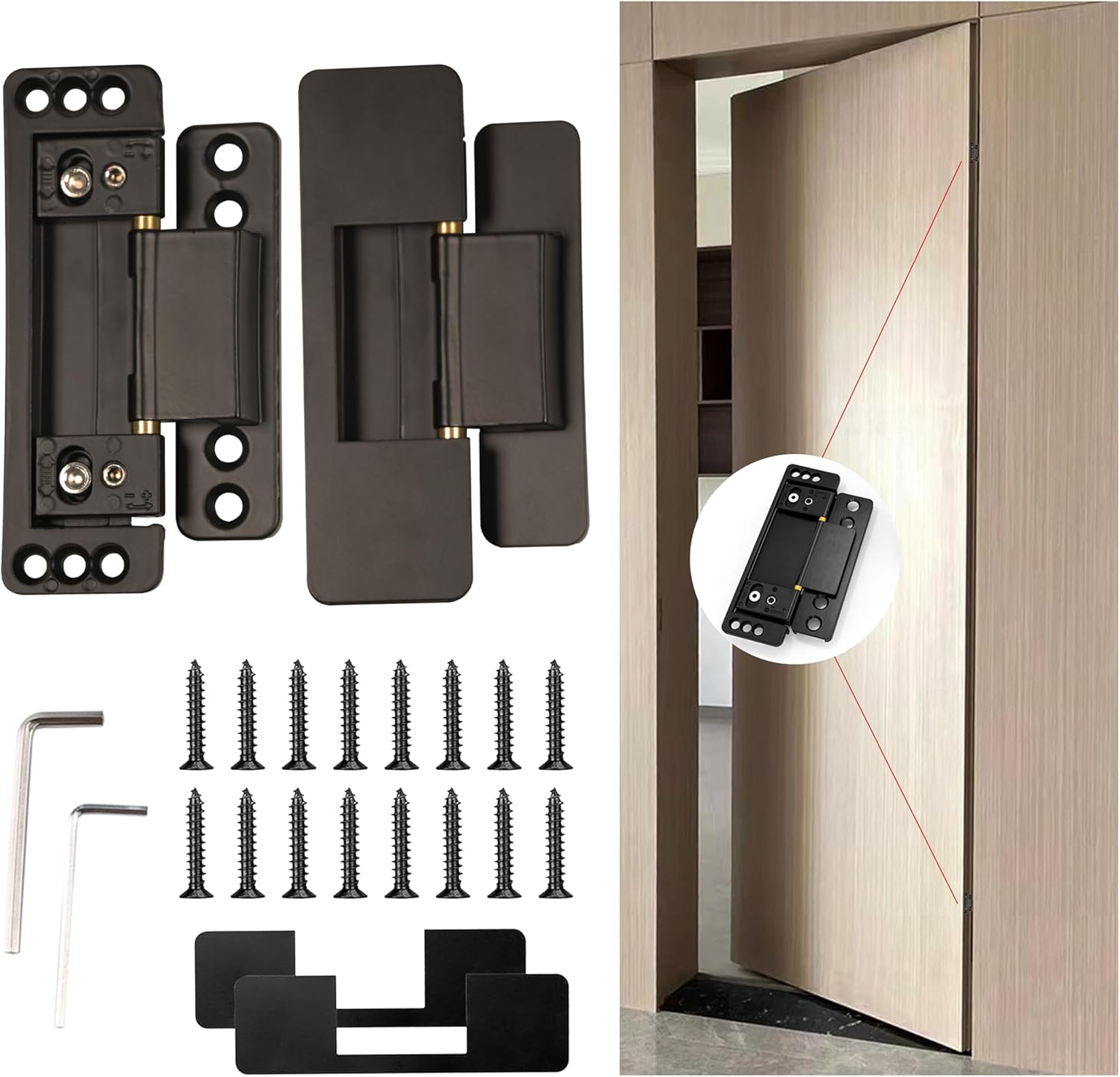 MENGSHI Ultra-Thin Hidden Door Hinges Invisible Hinge for Secret Door Heavy Duty Conceal Hinges ...
