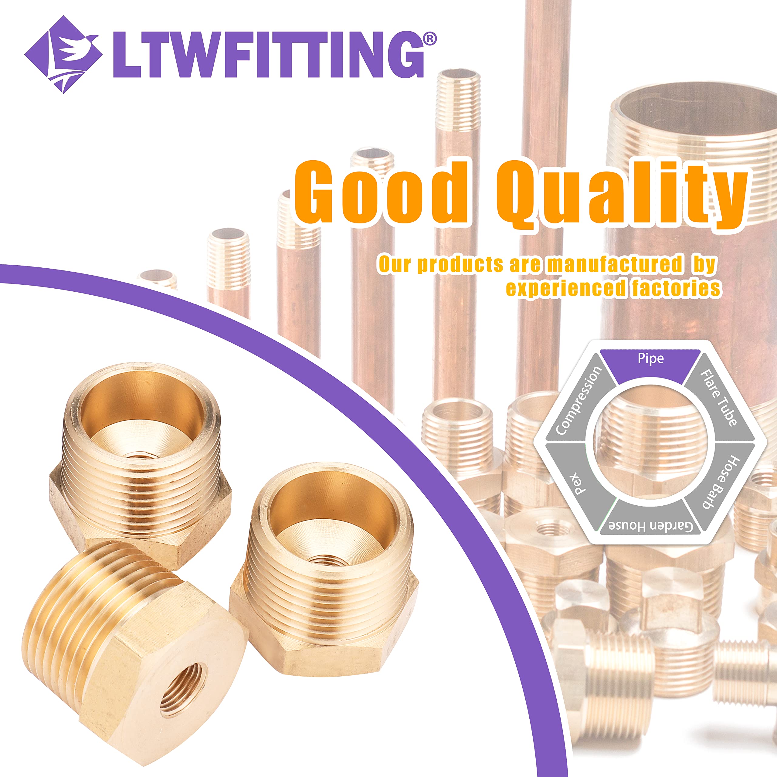Snapklik.com : LTWFITTING Brass Pipe Hex Bushing Reducer Fittings 3/4 ...