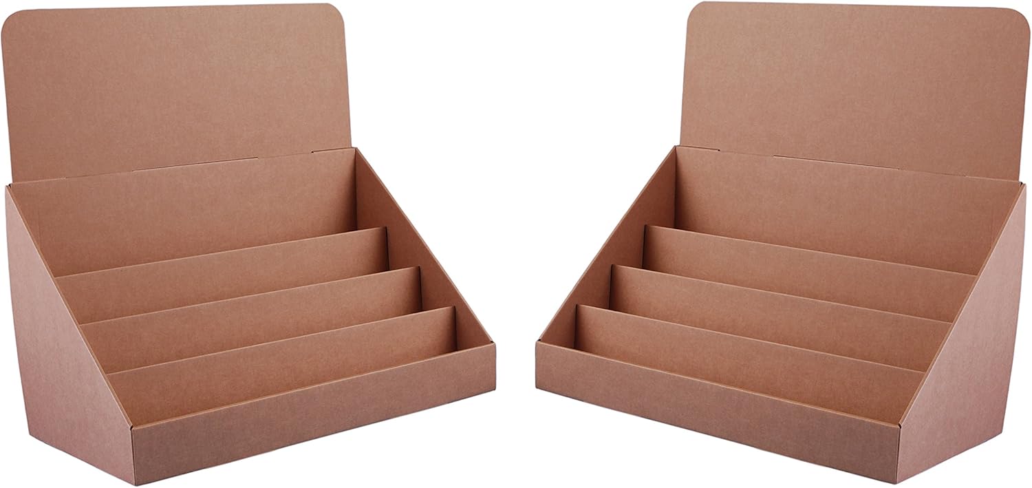 Pack of 2 Pre-Assembled, Cardboard, Four Tier, Counter Display Stands ...