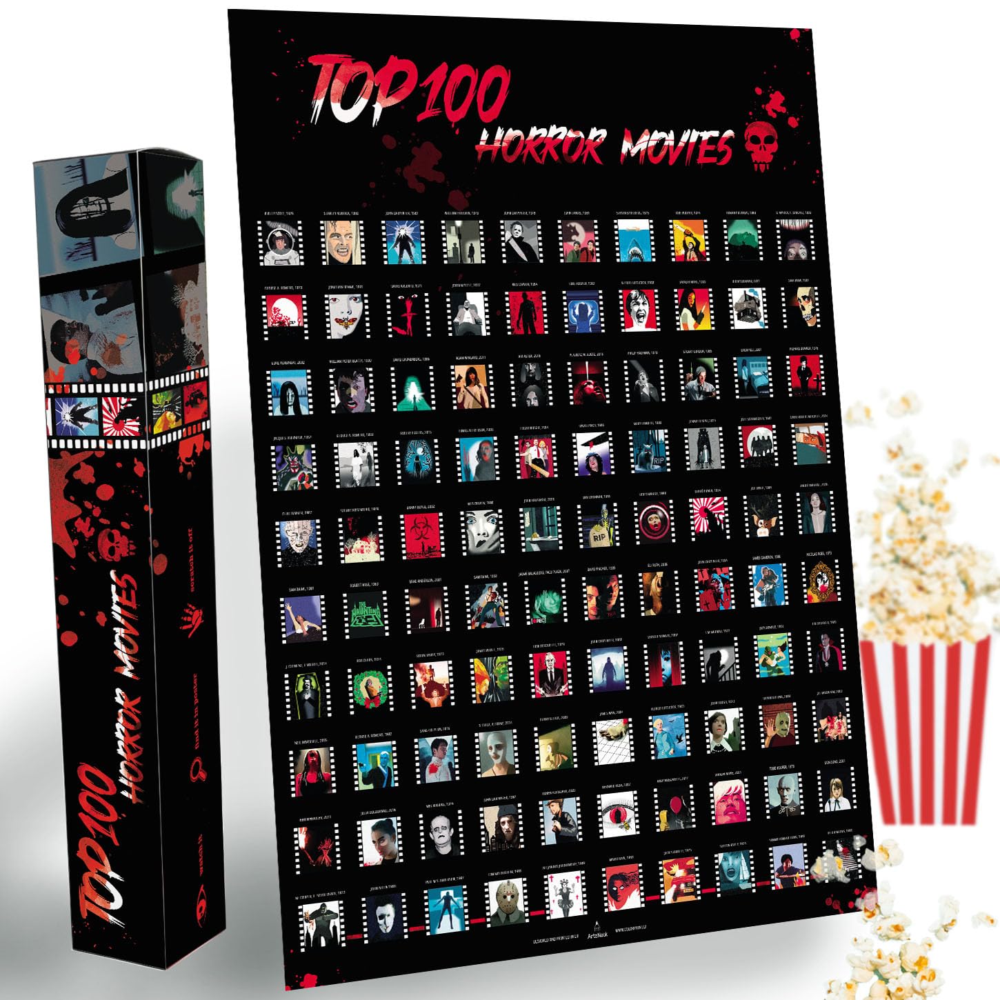 Amazon.com: Generic Top 100 Horror Movies Scratch Off Poster ...