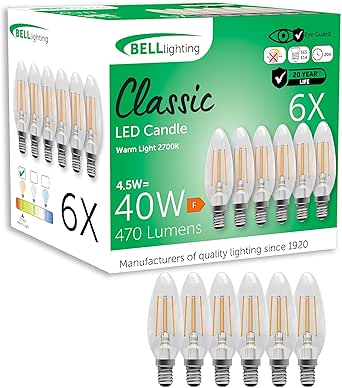 BELL Lighting E14 Small Edison Screw Cap Filament Light Bulb LED Candle ...