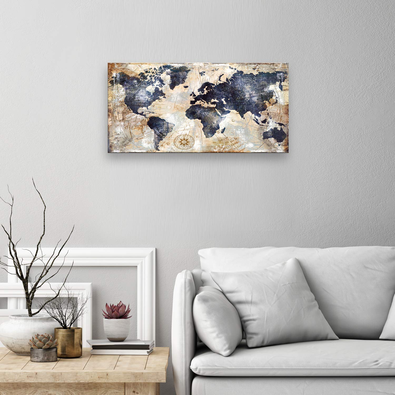 Vintage World Map Wall Art for Office World Map Poster Canvas Prints ...