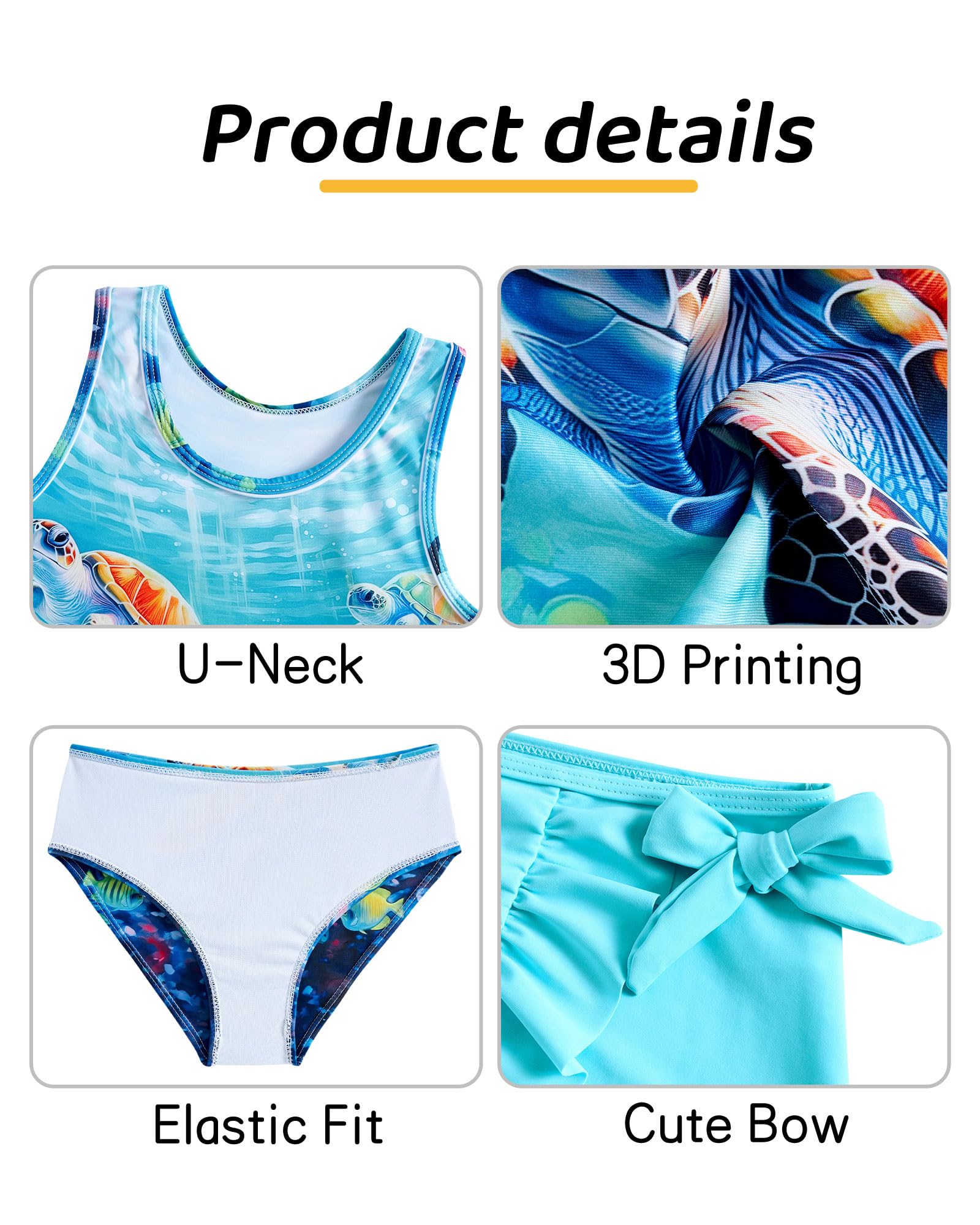 Snapklik.com : Cutemile Girls Swimsuit 3 Piece Bathing Suit Sea Turtle ...