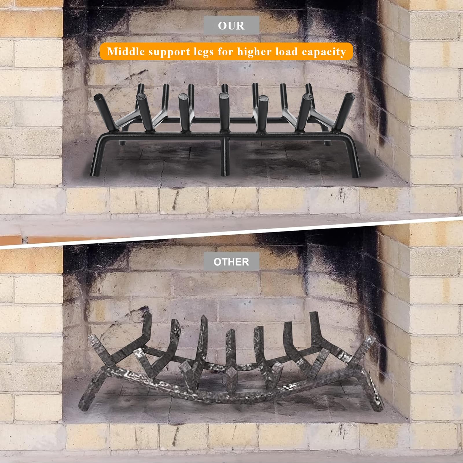 Snapklik.com : Orgneas Fireplace Grate 24 Inch Heavy Duty, Fireplace ...