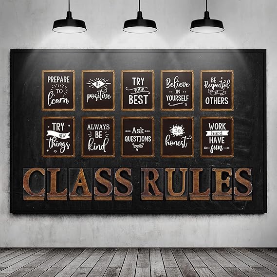 Amazon.com: Clabby 20 Pcs Classroom Bulletin Board Posters Class Rules ...