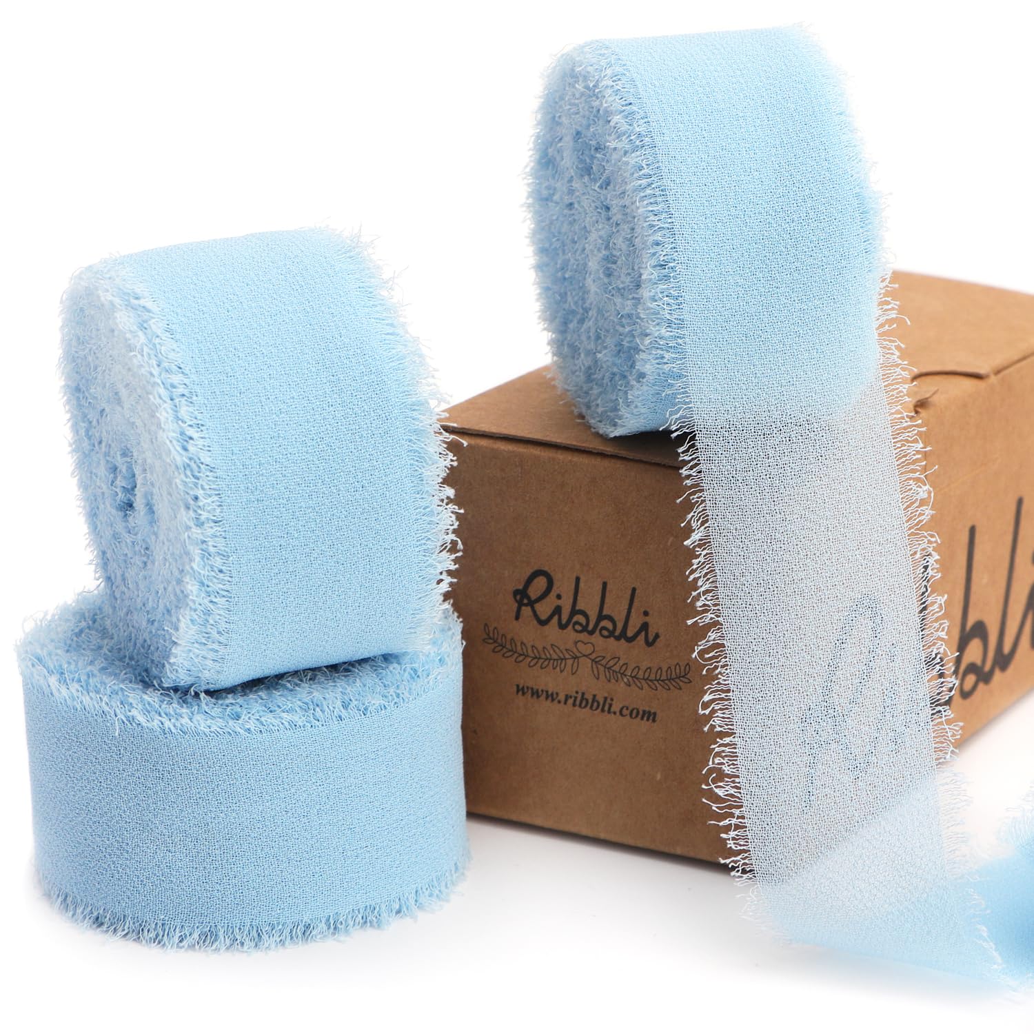 Amazon.com: Ribbli Baby Blue Ribbon 1 Inch x 3 Rolls Total 24 Yards ...