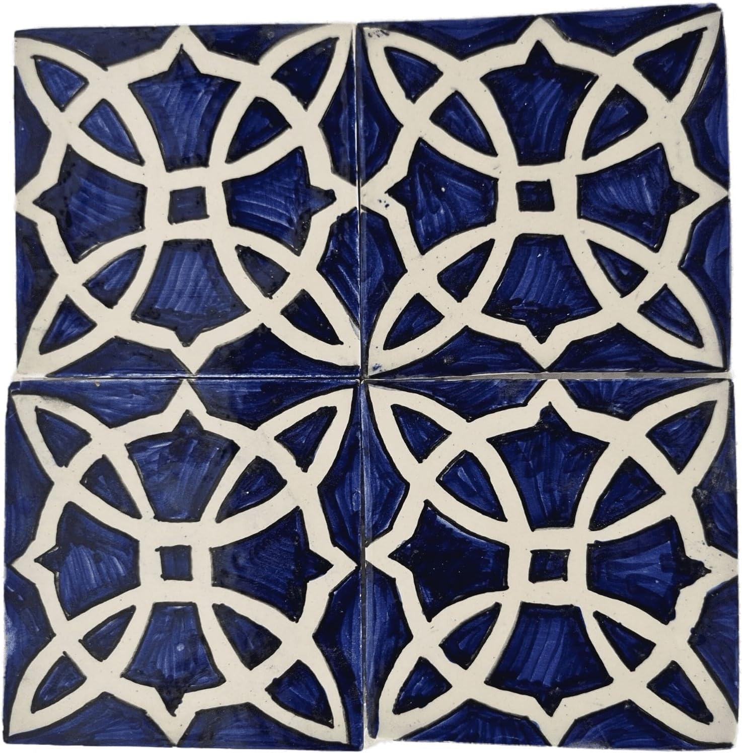Blue Ceramic Tile Hand-Painted - Moroccan Painted 4x4 Tile Backsplash ...