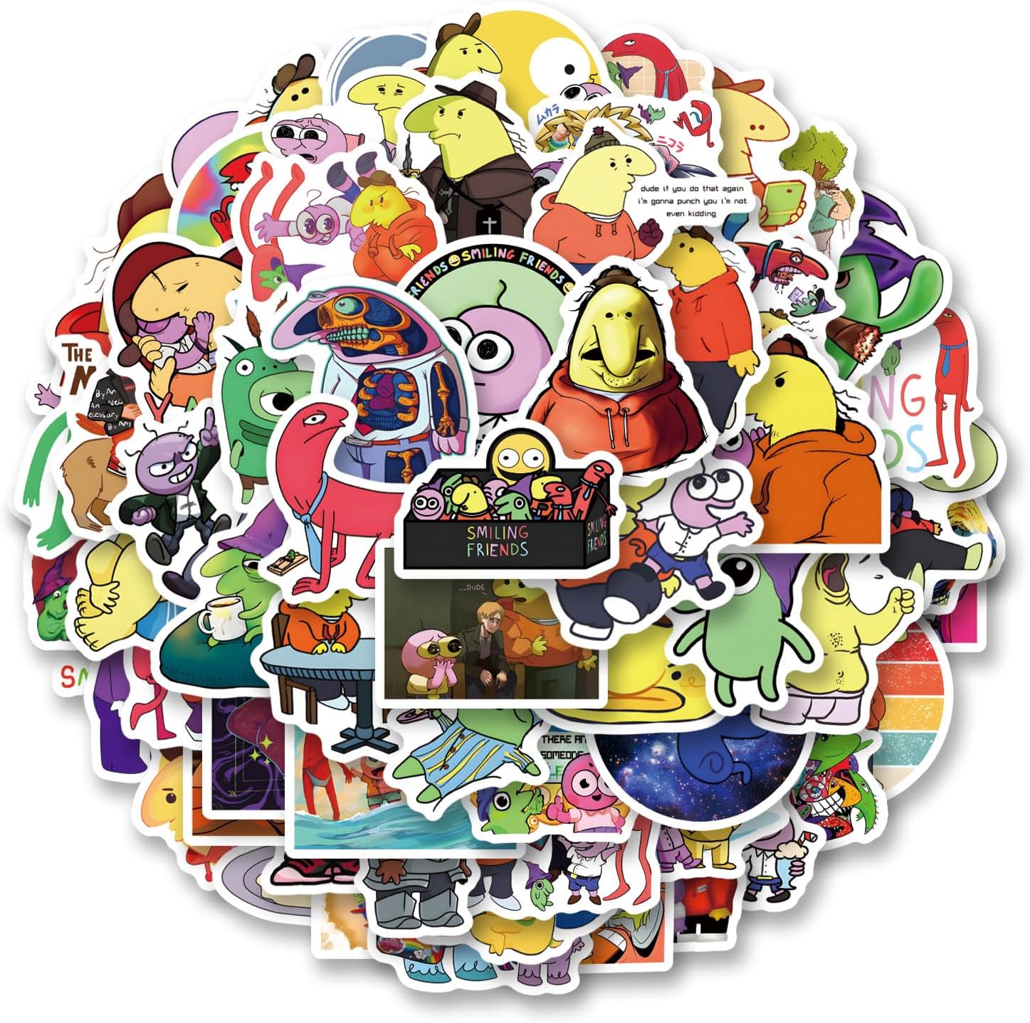 Amazon.com: 62Pcs Smiling Friends Cartoon Stickers for Mobile Phones ...