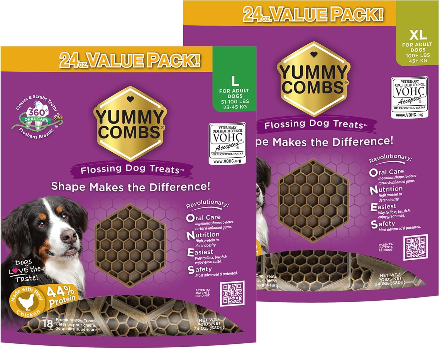 Amazon.com : Yummy Combs Dog Dental Treats – Vet VOHC Approved ...