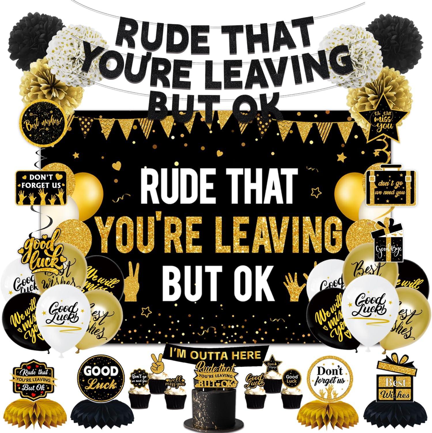 Amazon.com: NUTTYBASH Farewell Decorations Party for Men Women, Rude ...