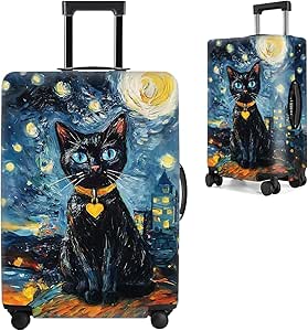 Amazon.com | Starry Night Black Cat Luggage Cover – Stretch Suitcase ...