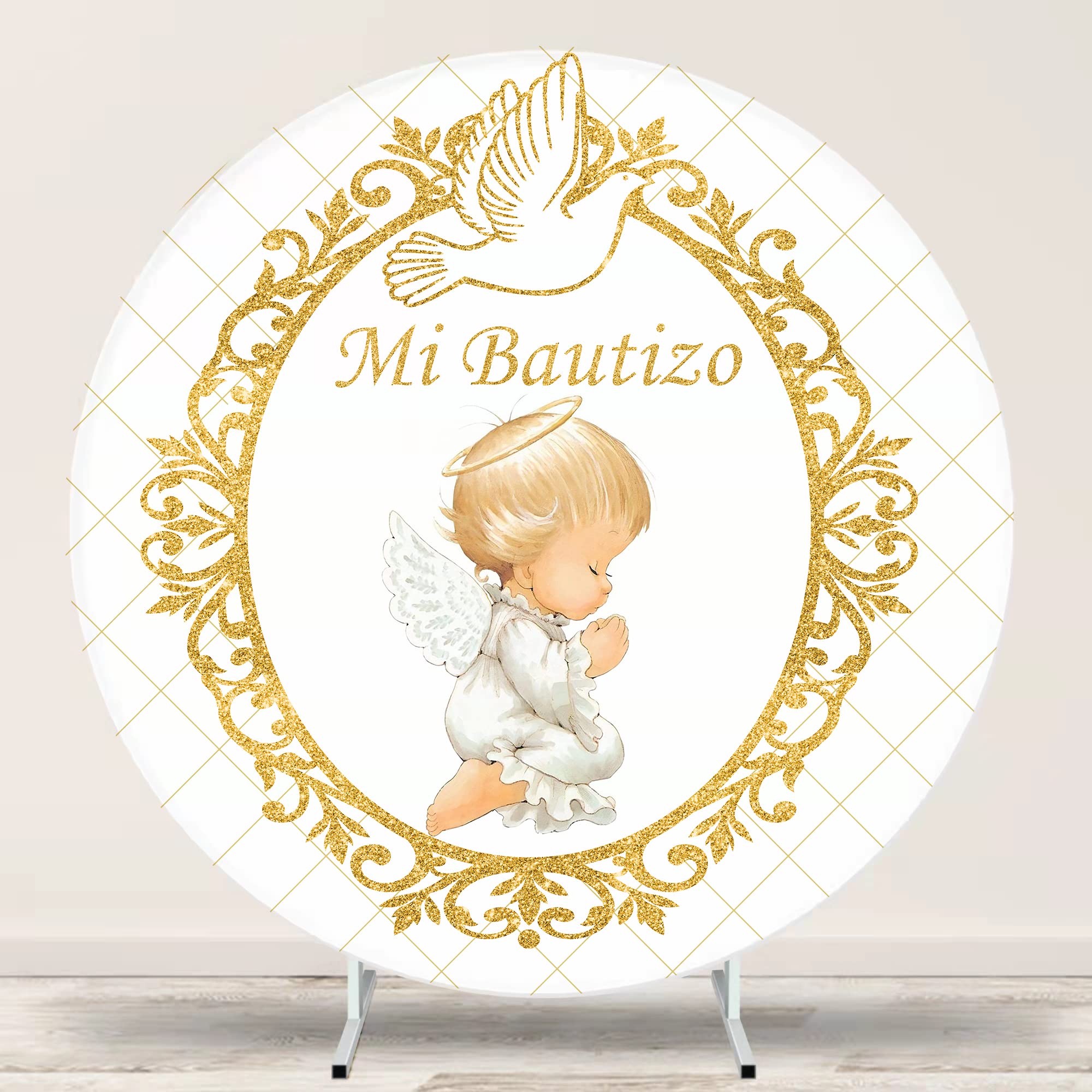 Buy Vbttmp 6.5x6.5ft Mi Bautizo Round Backdrop Cover Little Angel First ...