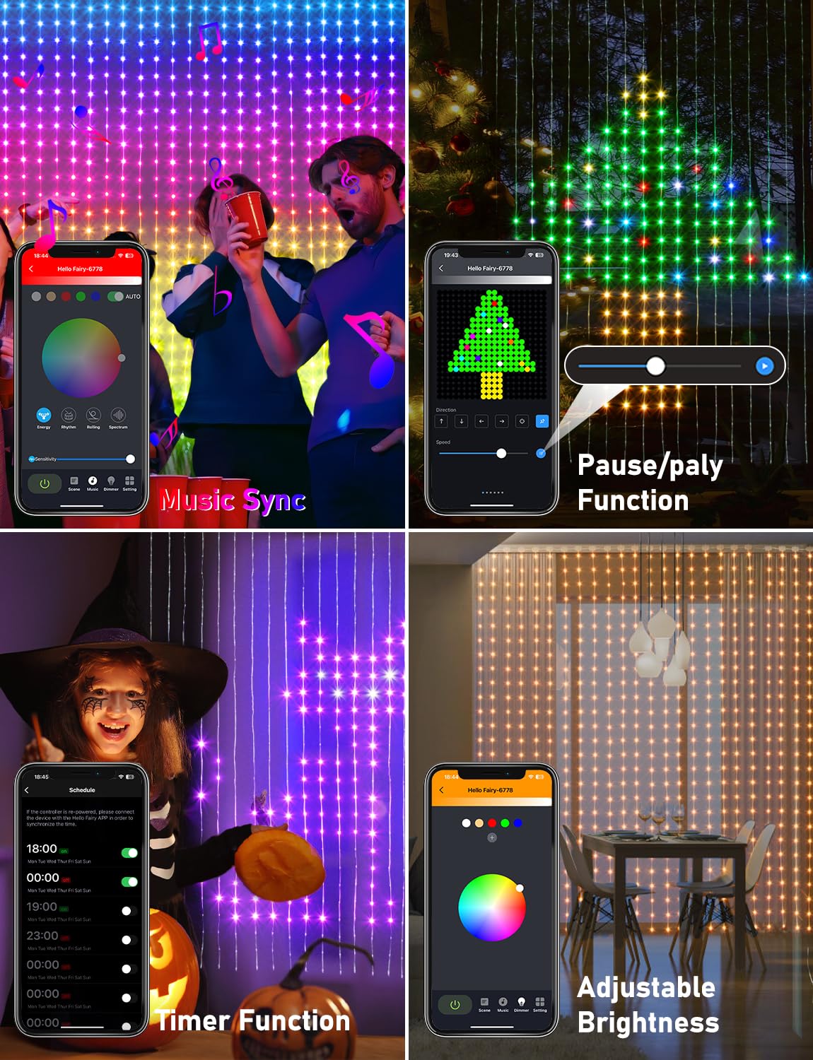 Snapklik.com : Animated Curtain Lights, 540LEDs Static Dynamic Curtain ...