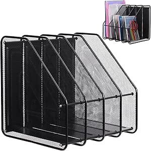 Tanstic 1Pc Black Mesh File Organizer with 4 Vertical Compartments ...