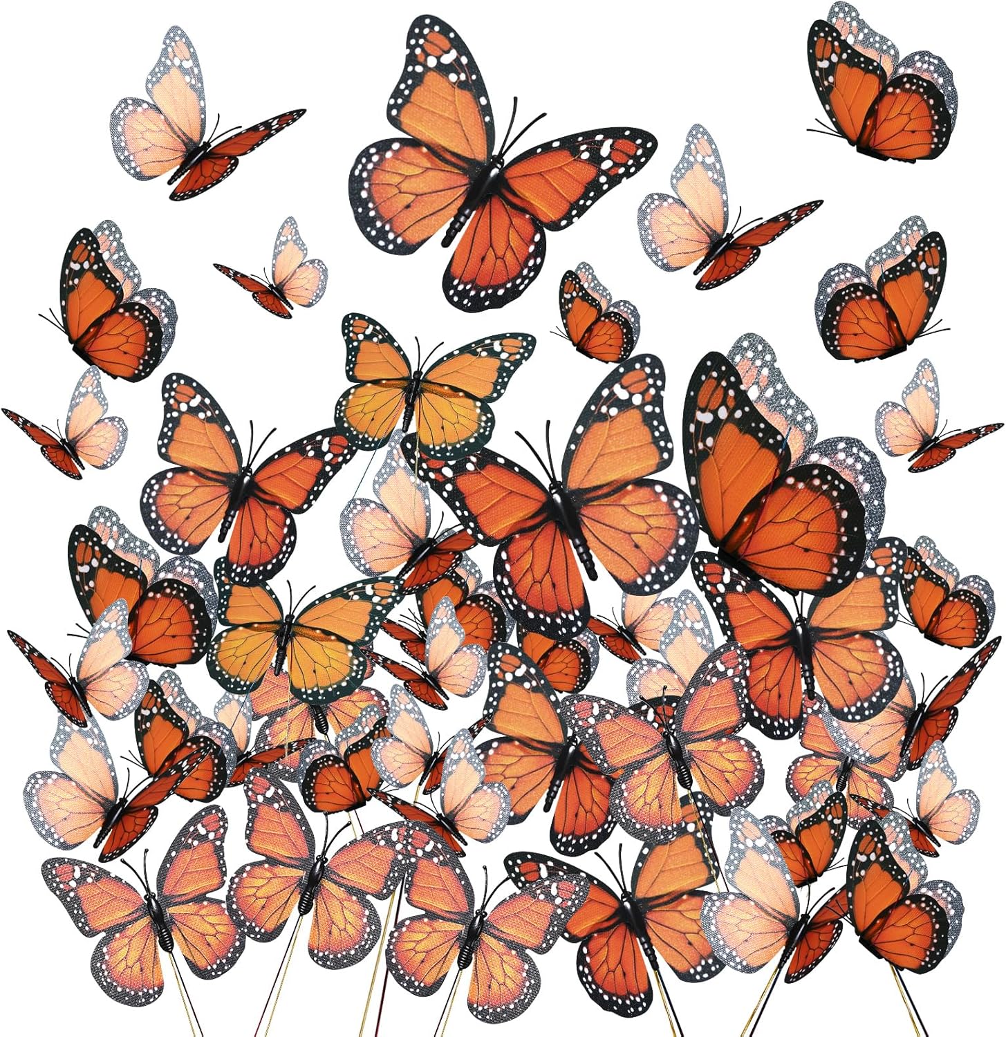 Amazon.com: Yzurbu 24PCS Realistic Orange Monarch Butterfly Decorations ...