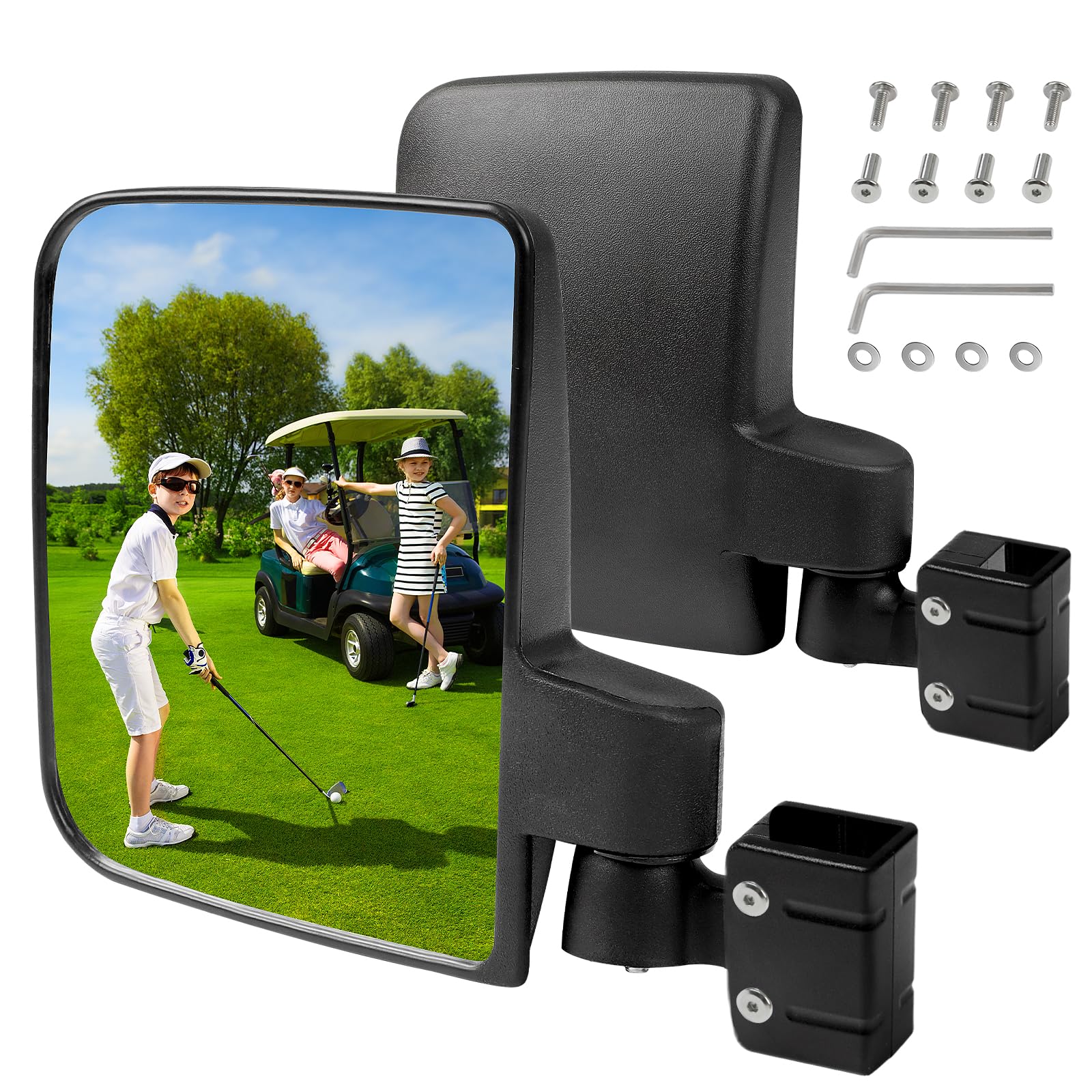 Amazon.com: No Drilling Golf Cart Side Mirror,Universal Foldable Rear ...