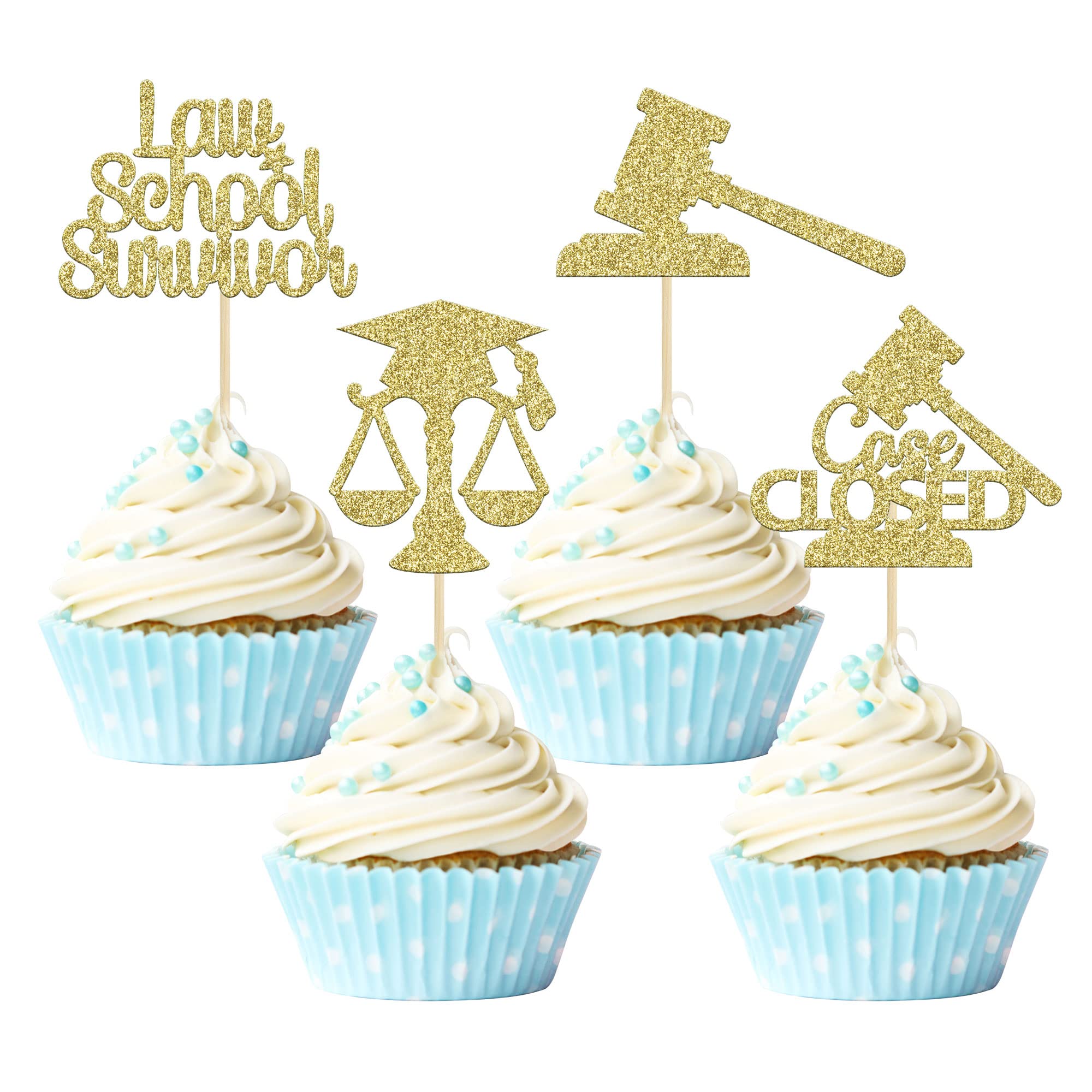 Buy Gyufise 24Pcs Lawyer 2023 Graduation Cupcake Toppers Gold Glitter ...