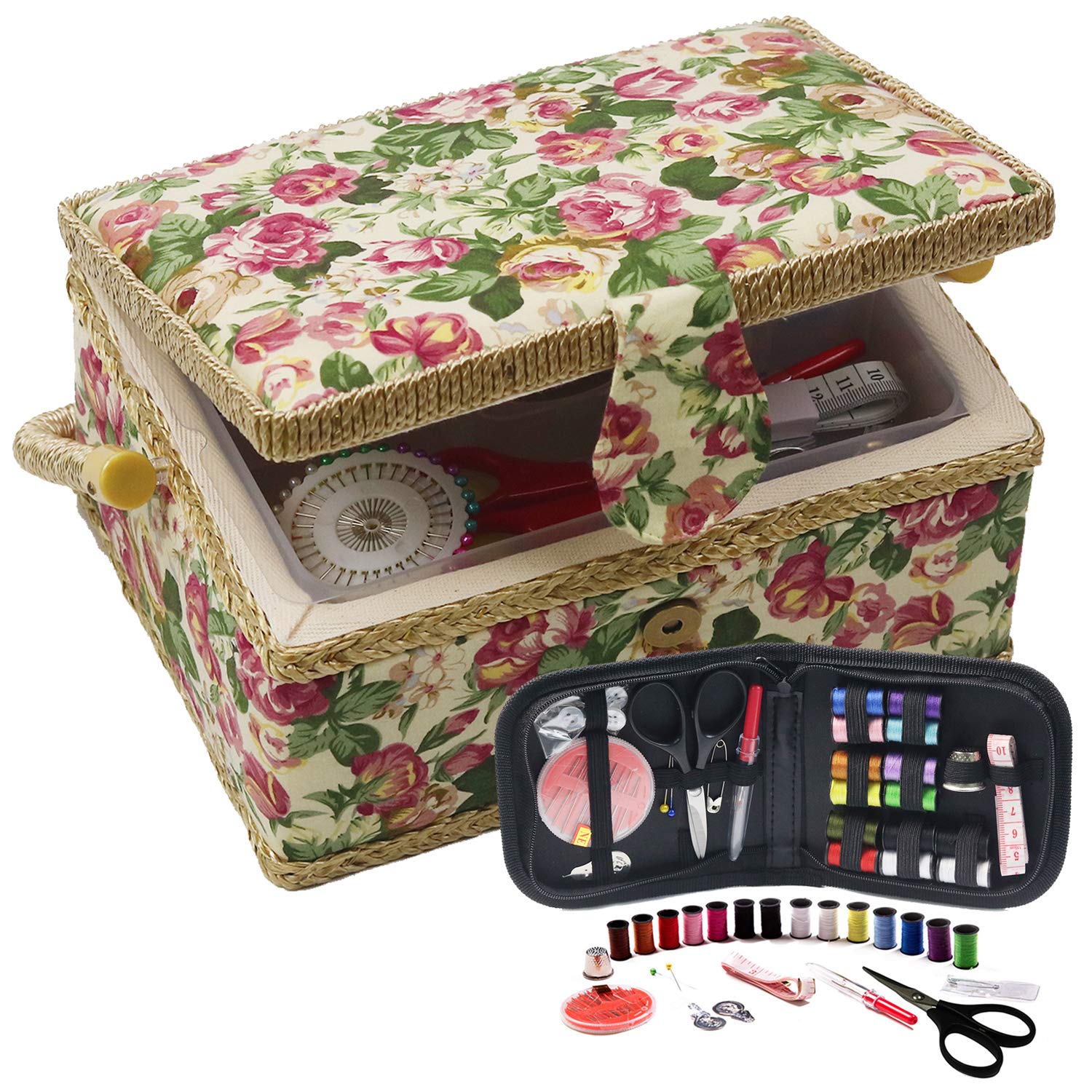 Amazon.com: D&D Medium Sewing Basket with Sewing Kit for Beginners ...