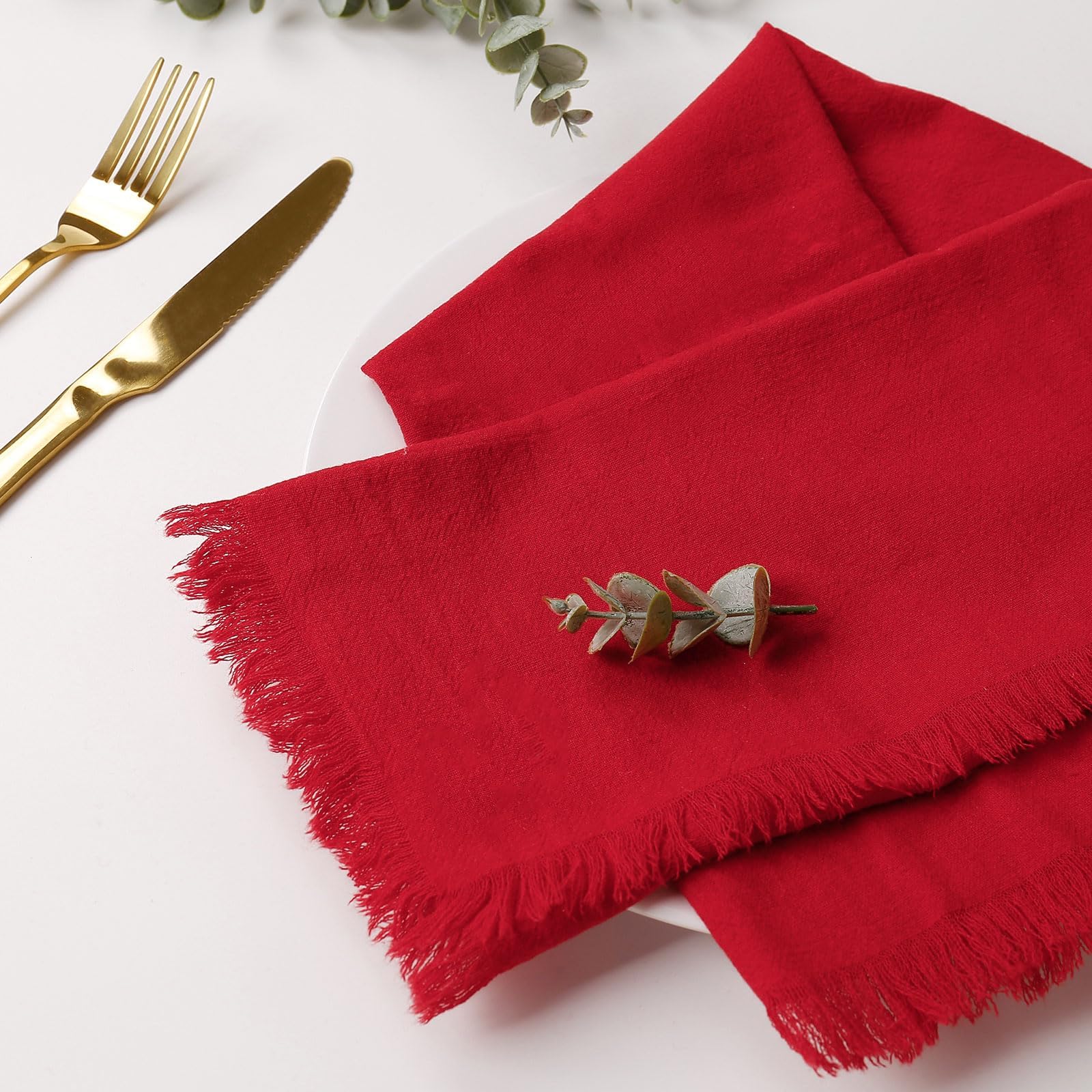 Amazon.com: ITOS365 100% Cotton Dinner Napkins Red Cloth Napkin - 6 ...