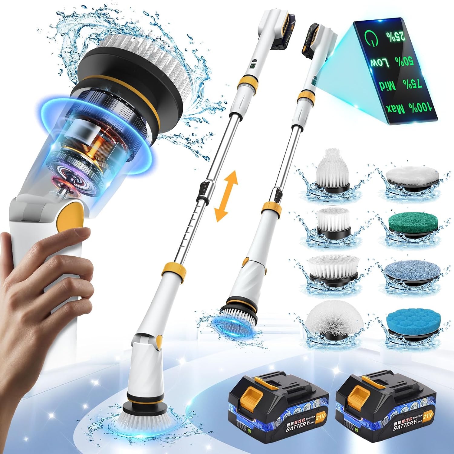 Amazon.com: Zordin Battery Powered Spin Scrubber 21V, 1200rpm High ...