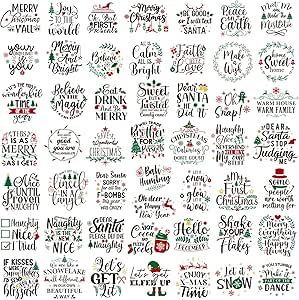 Amazon.com: Fainne 100 Pcs Christmas Word Stickers for Crafts Christmas ...