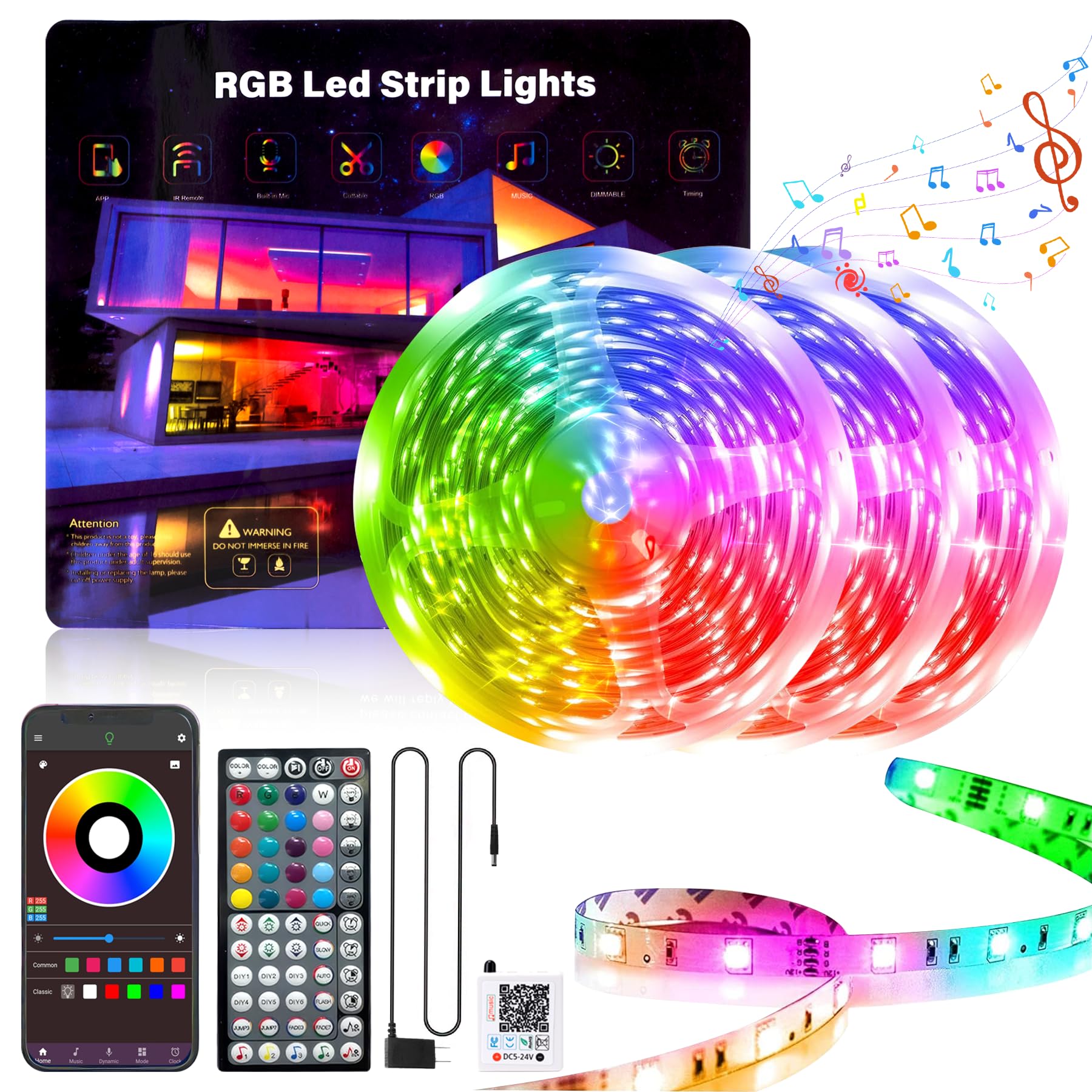 Amazon.com: GANZQH 300FT Led Lights for Bedroom, Color Changing RGB Led ...